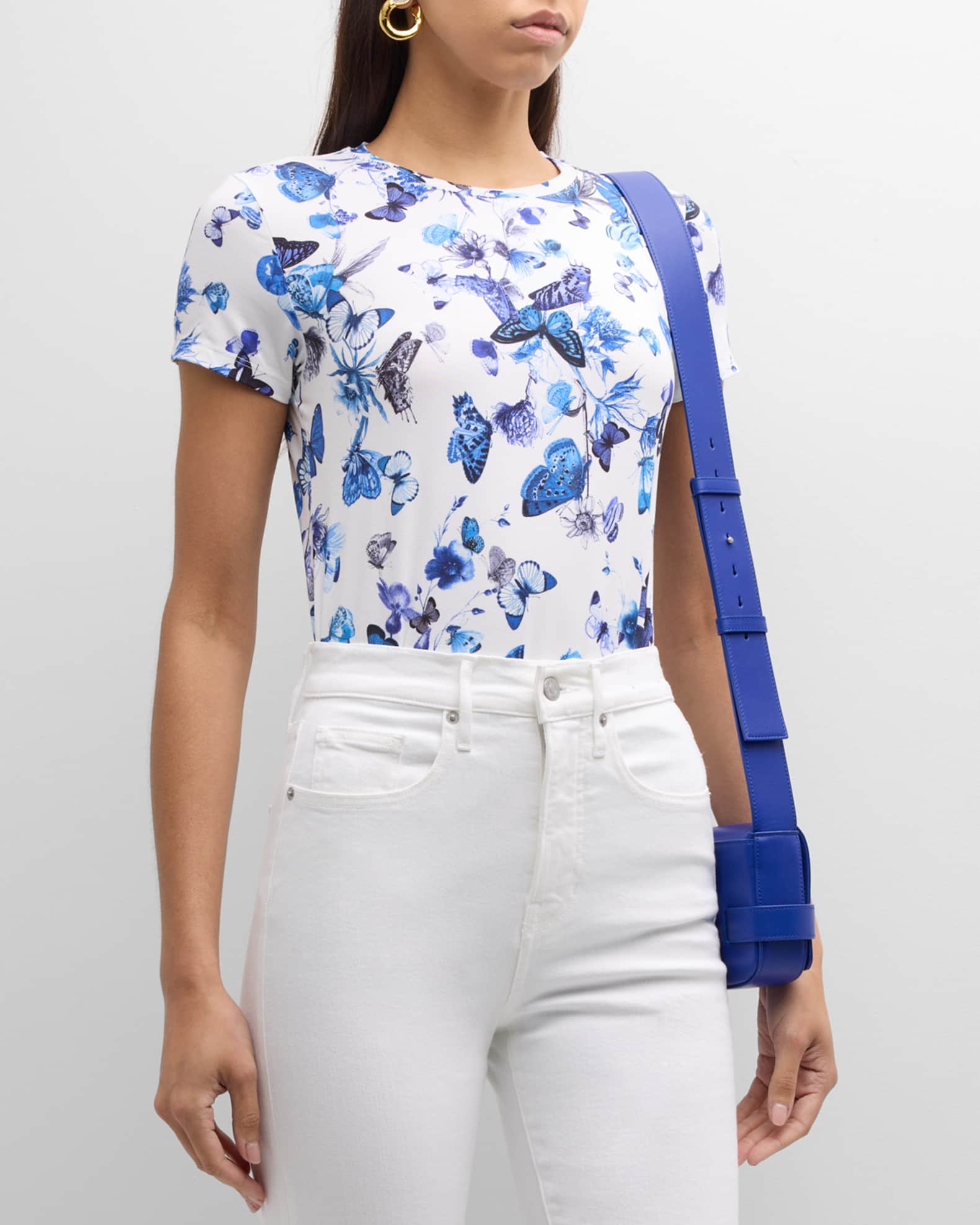 L'Agence Ressi Short-Sleeve Butterfly Tee | Neiman Marcus