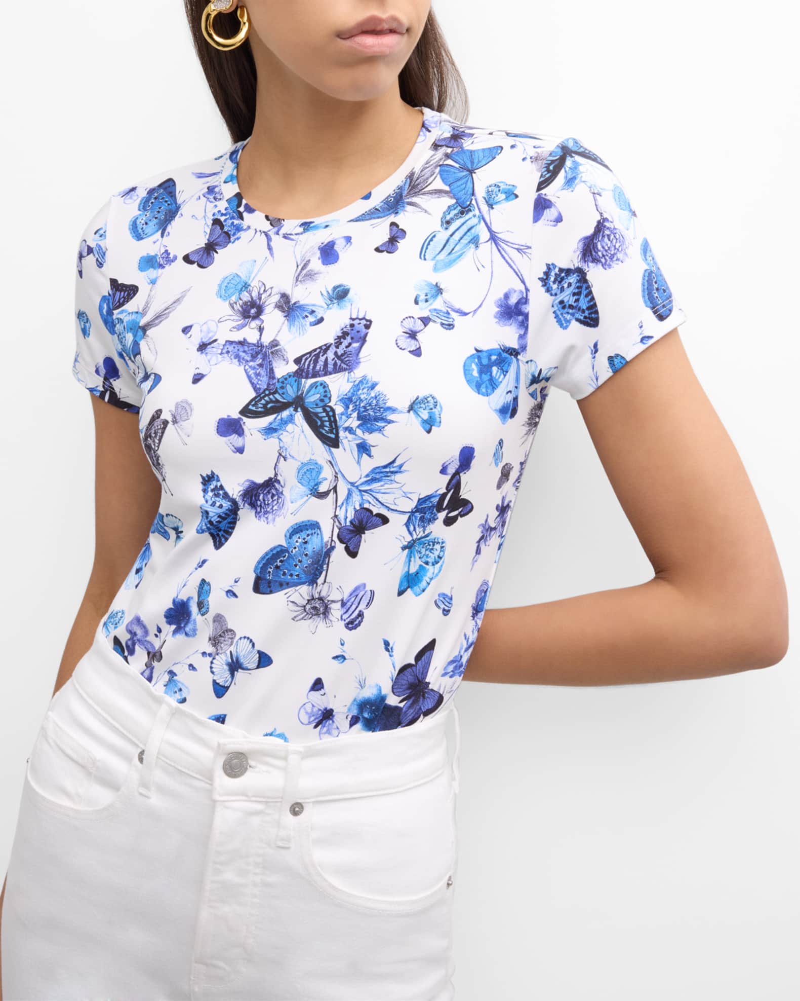 L'Agence Ressi Short-Sleeve Butterfly Tee | Neiman Marcus