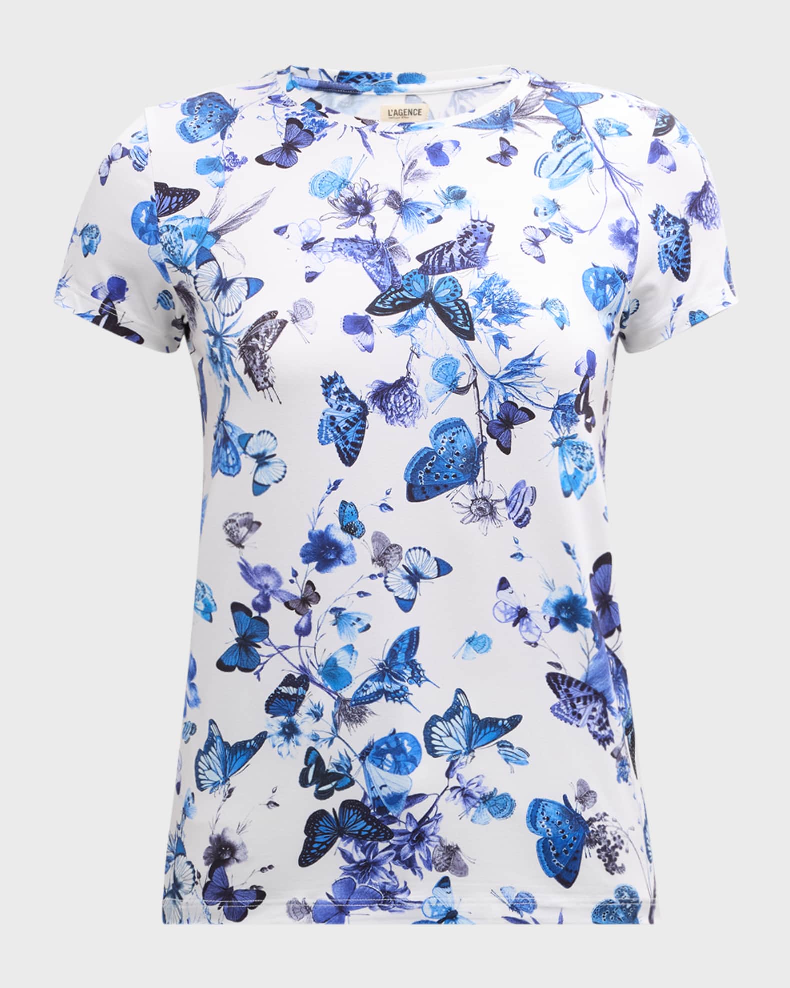 L'Agence Ressi Short-Sleeve Butterfly Tee | Neiman Marcus