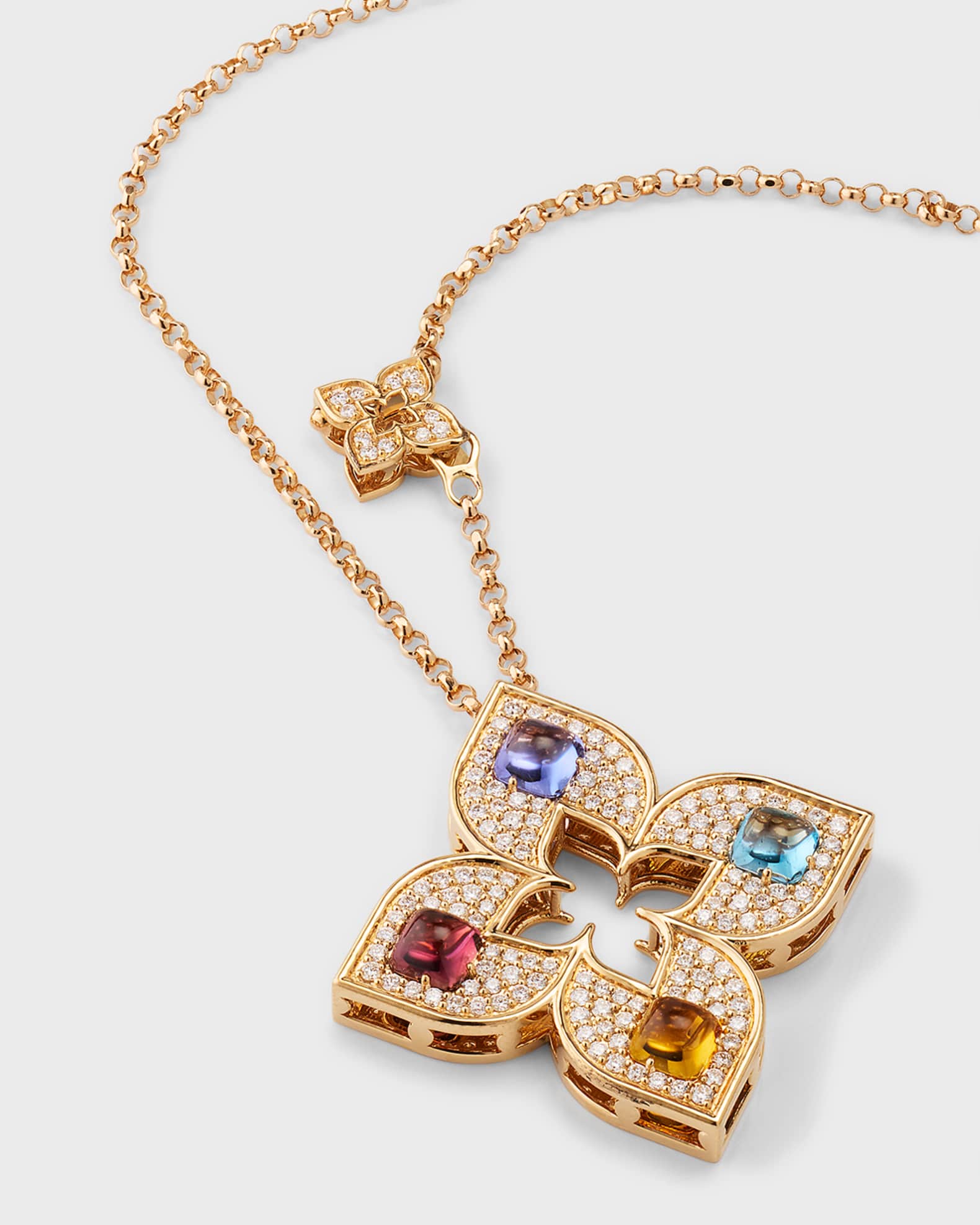 Roberto Coin 18K Rose Gold Pendant Necklace with Semiprecious Stones ...