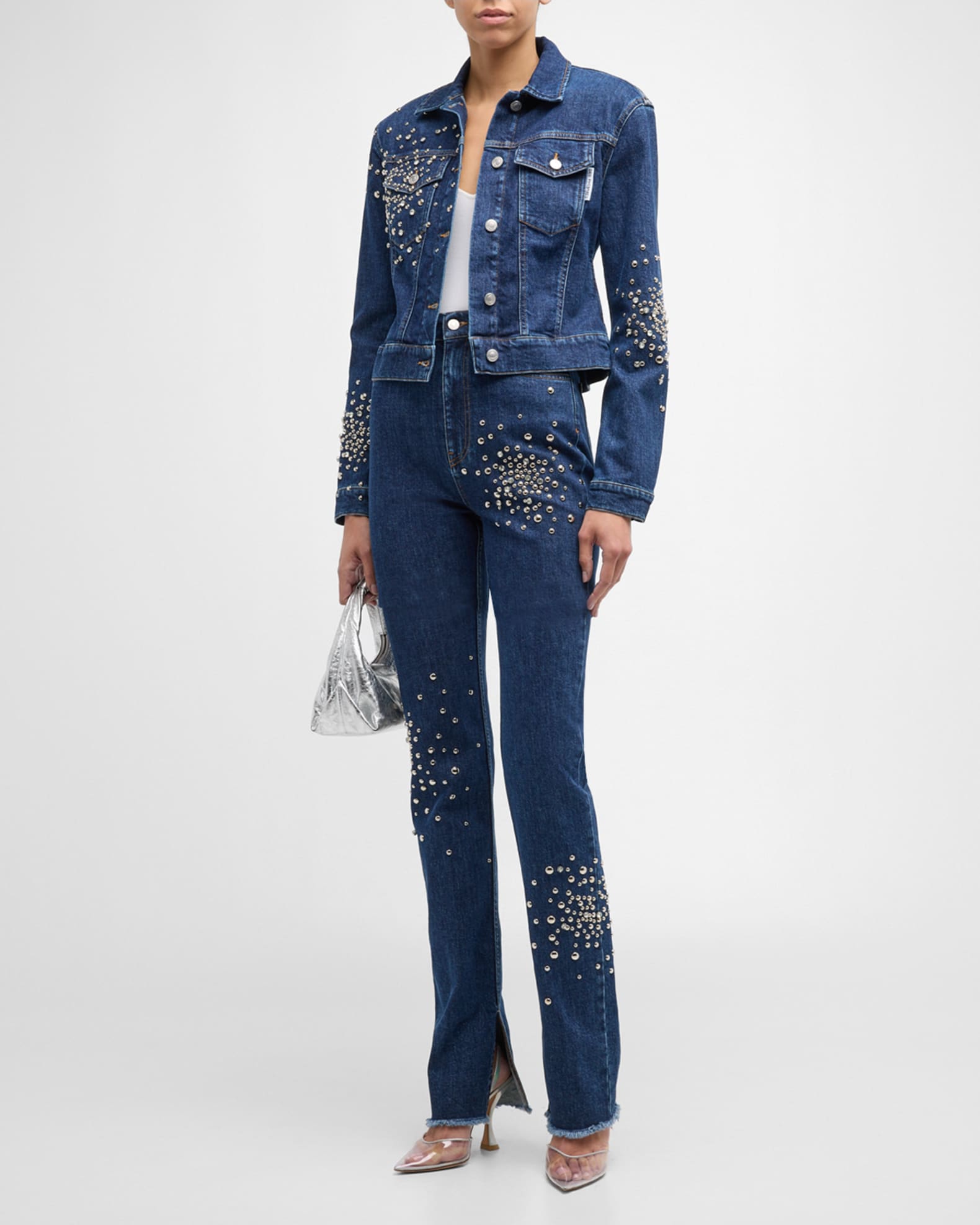 Des Phemmes Embellished Classic Denim Jacket | Neiman Marcus