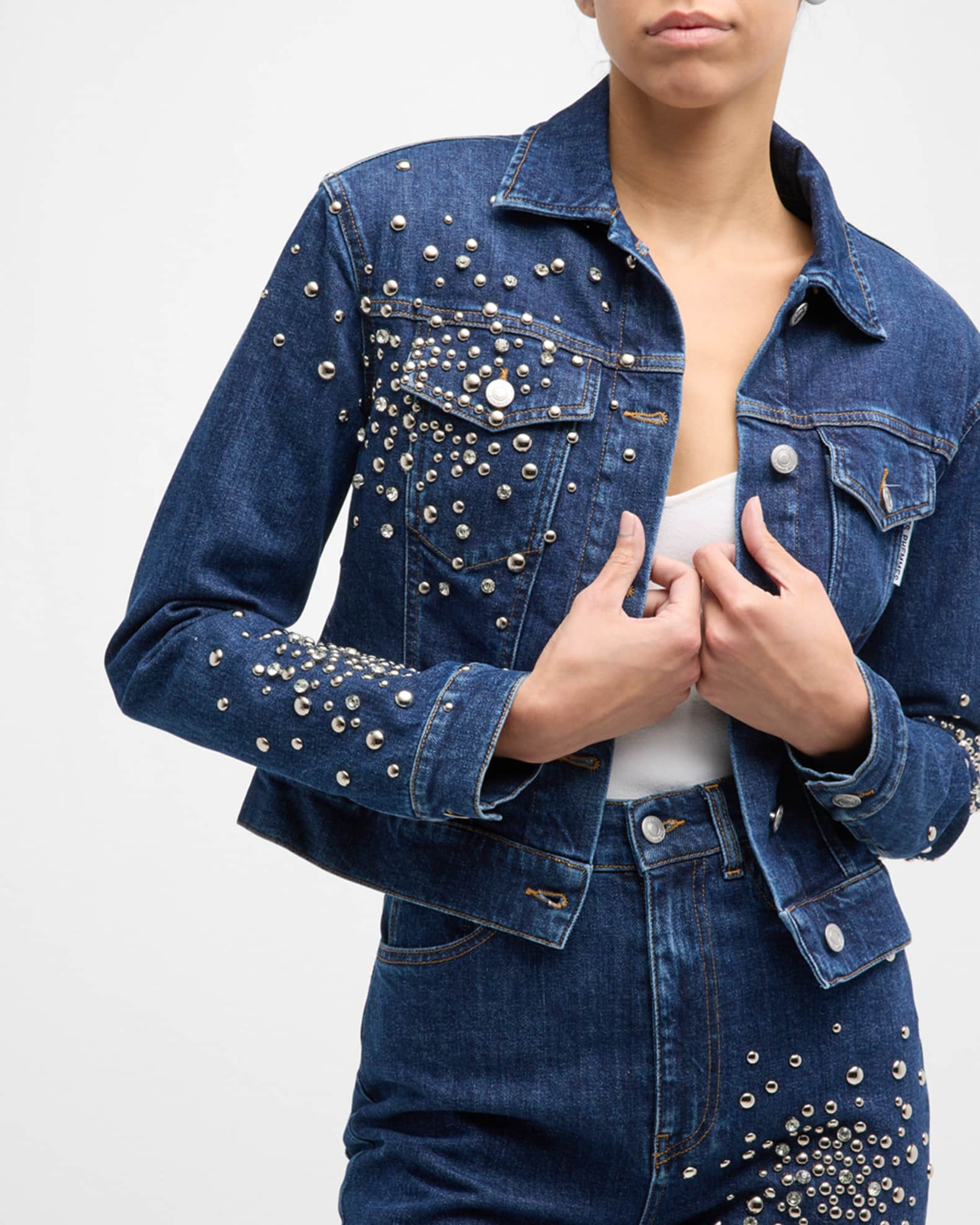 Des Phemmes Embellished Classic Denim Jacket | Neiman Marcus