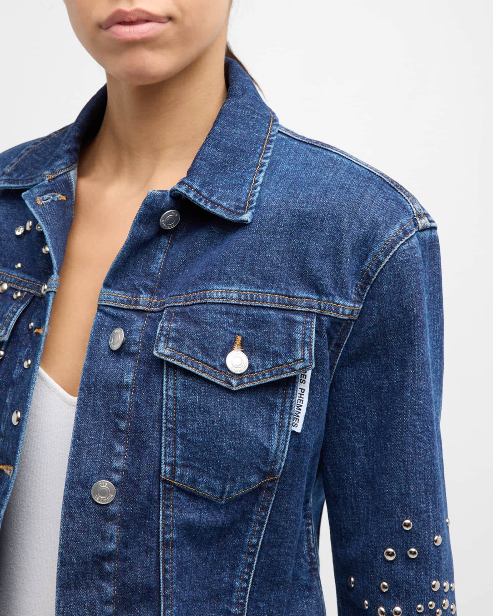 Des Phemmes Embellished Classic Denim Jacket | Neiman Marcus