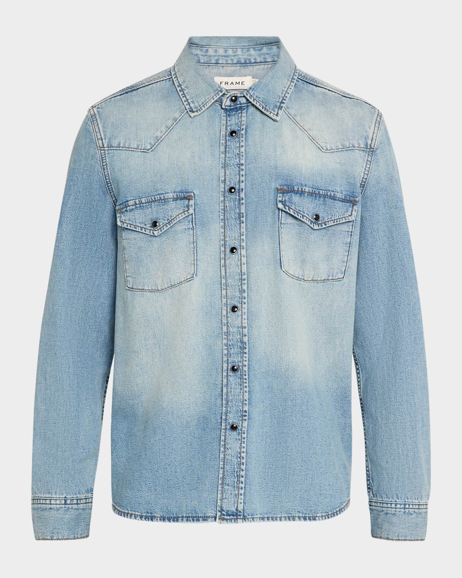 FRAME Men's Denim Western Shirt | Neiman Marcus