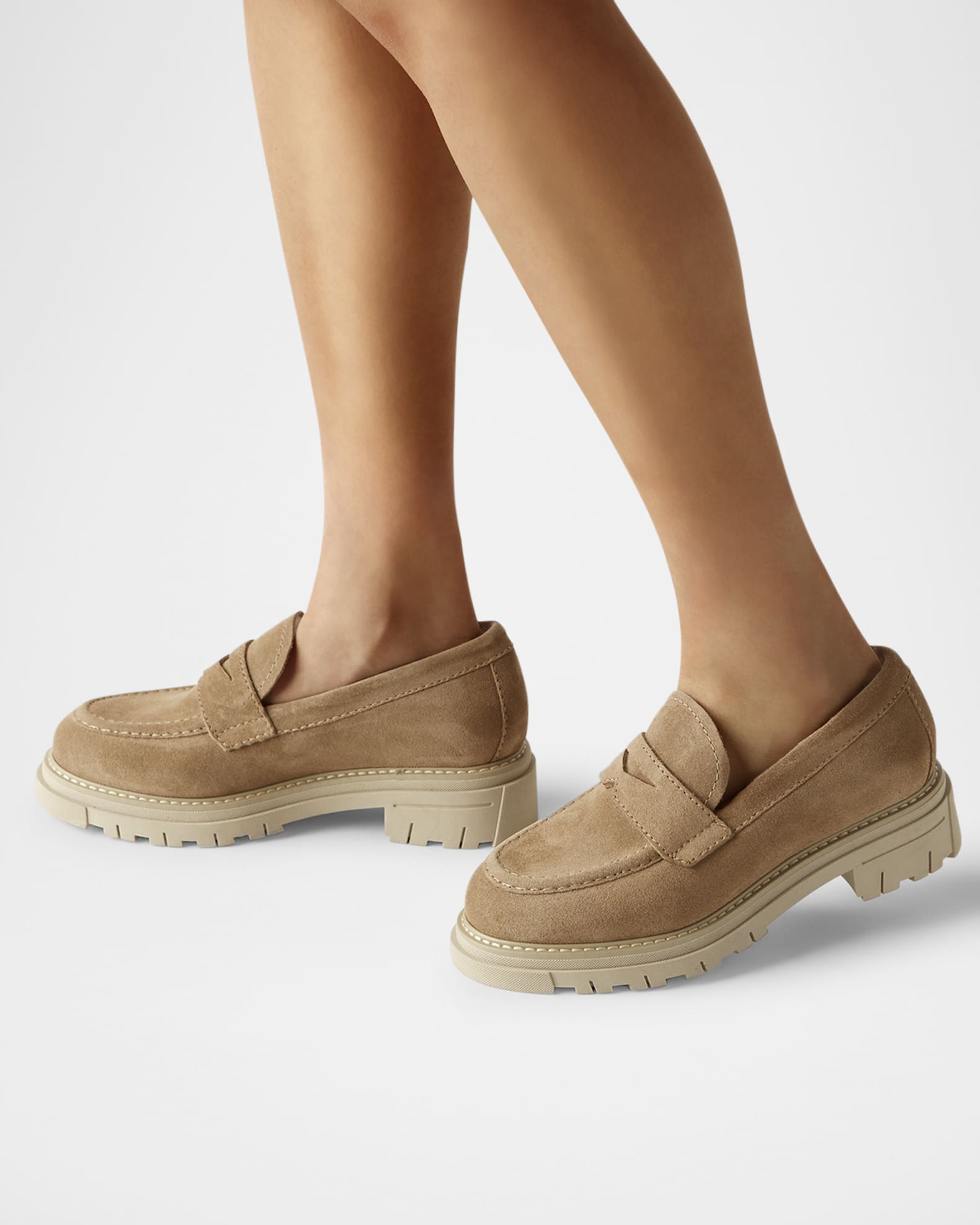 La Canadienne Devin Suede Shearling Penny Loafers | Neiman Marcus
