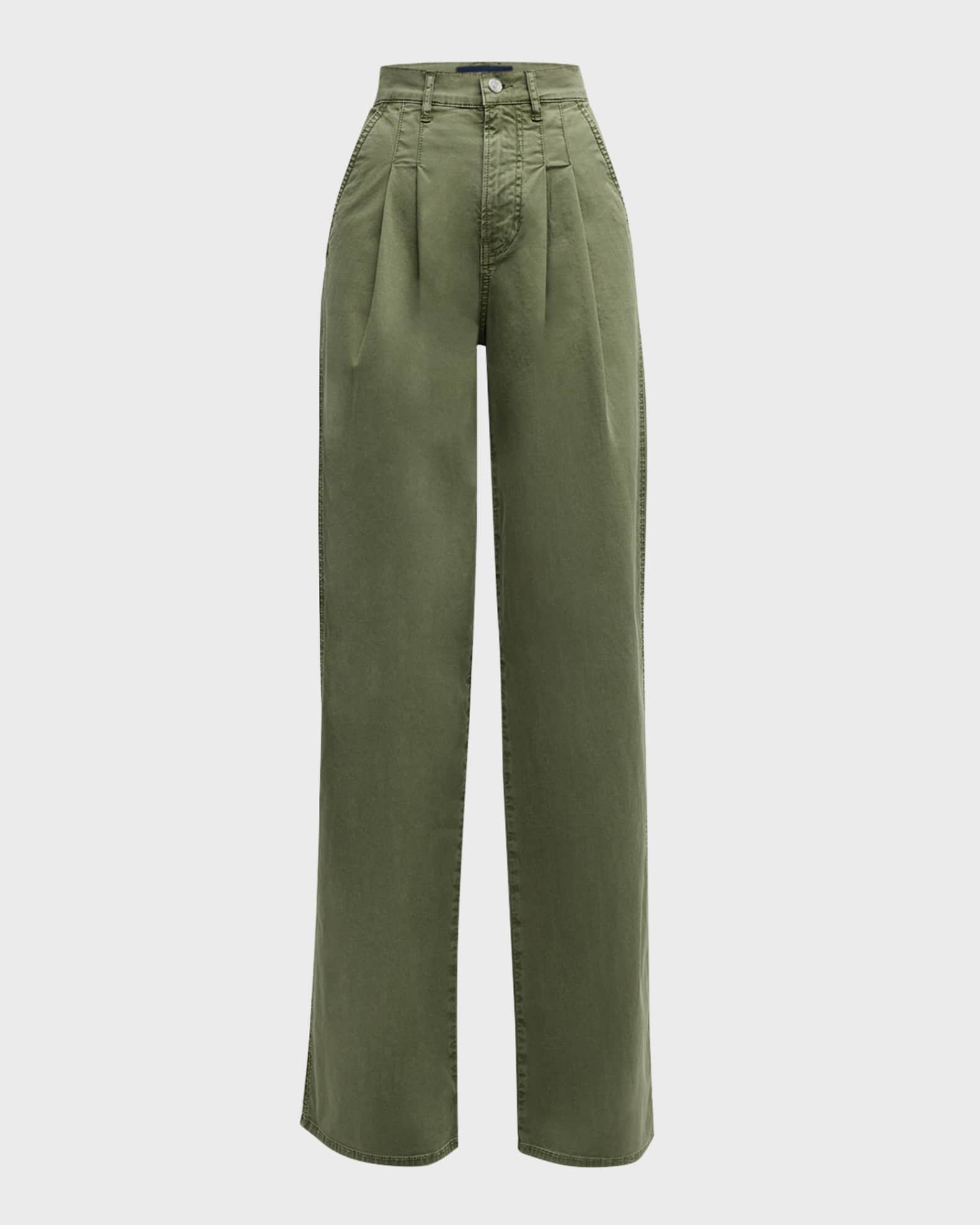Veronica Beard Mia Pleated Wide-Leg Jeans | Neiman Marcus