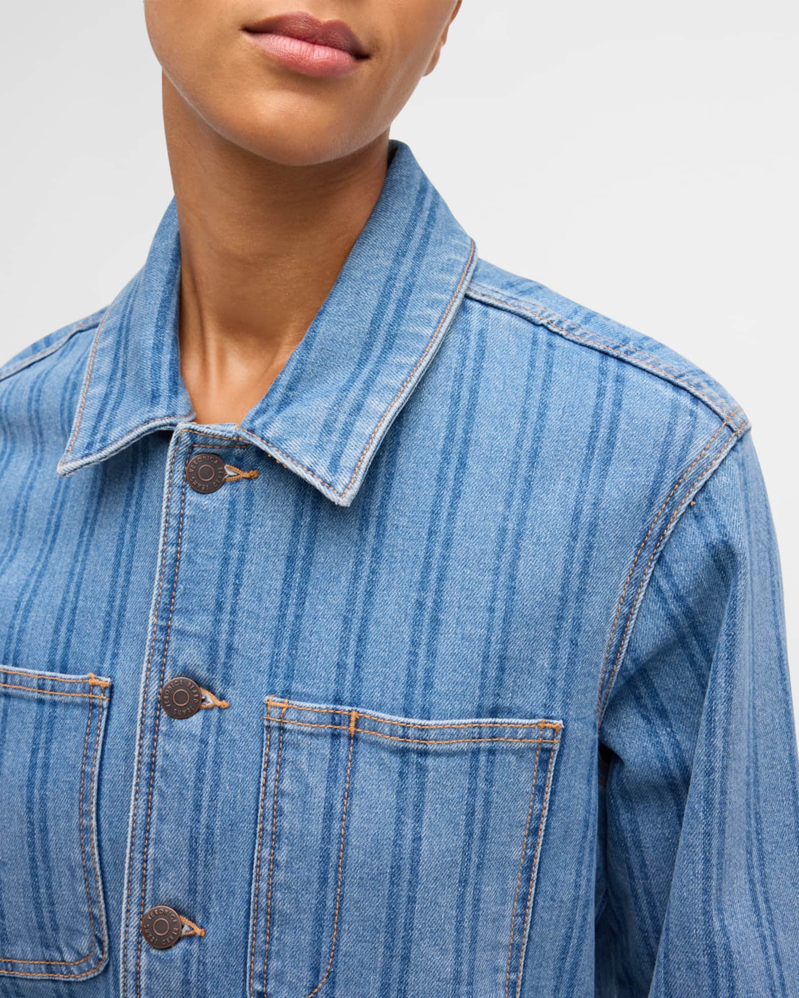 Veronica Beard Dahl Striped Denim Jacket | Neiman Marcus