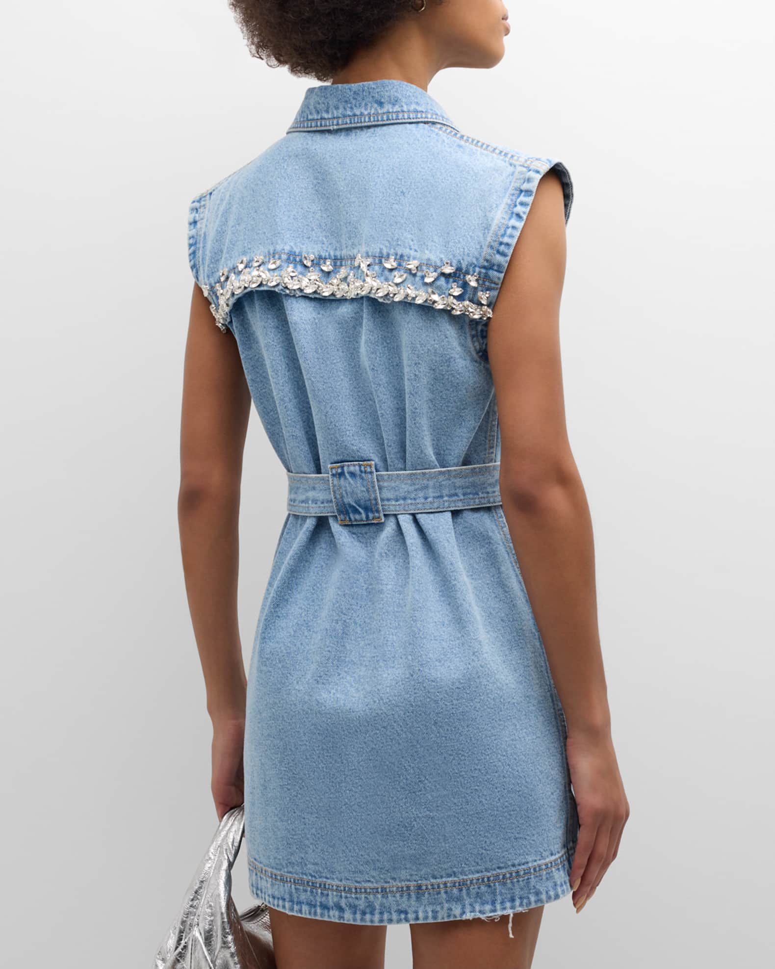 Acler Atrina Embellished Denim Mini Dress | Neiman Marcus