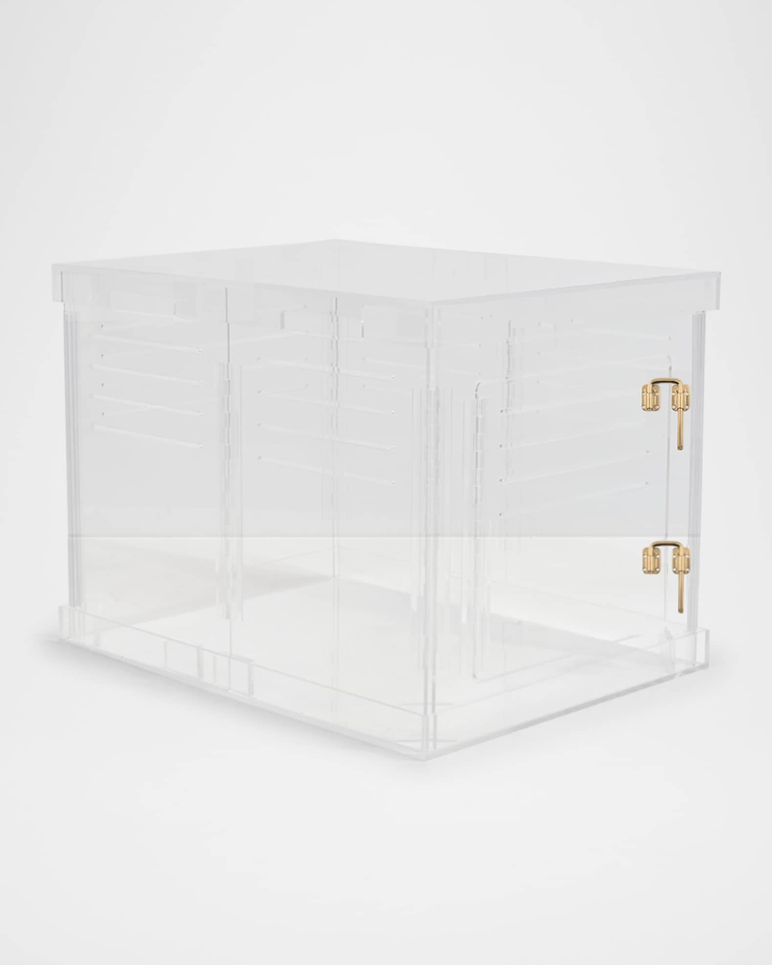 HIDDIN Medium Clear View Pet Crate with Golden Latches | Neiman Marcus