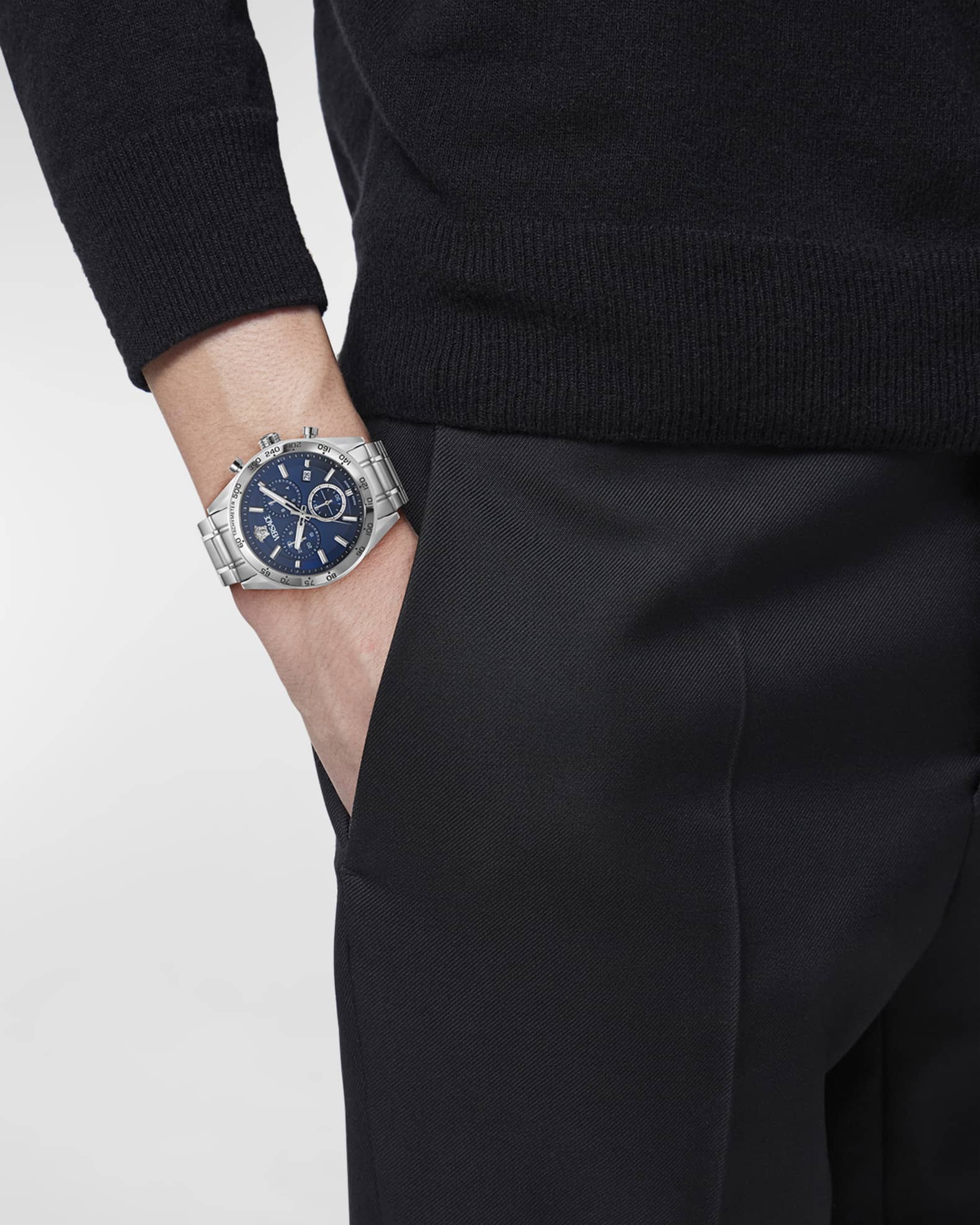 Versace Men's V-Code 41mm Stainless Steel Chronograph Watch | Neiman Marcus