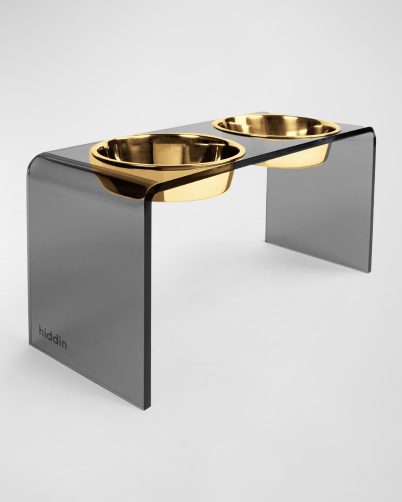 Large Smoke Grey Double Bowl Pet Feeder Collection | Neiman Marcus