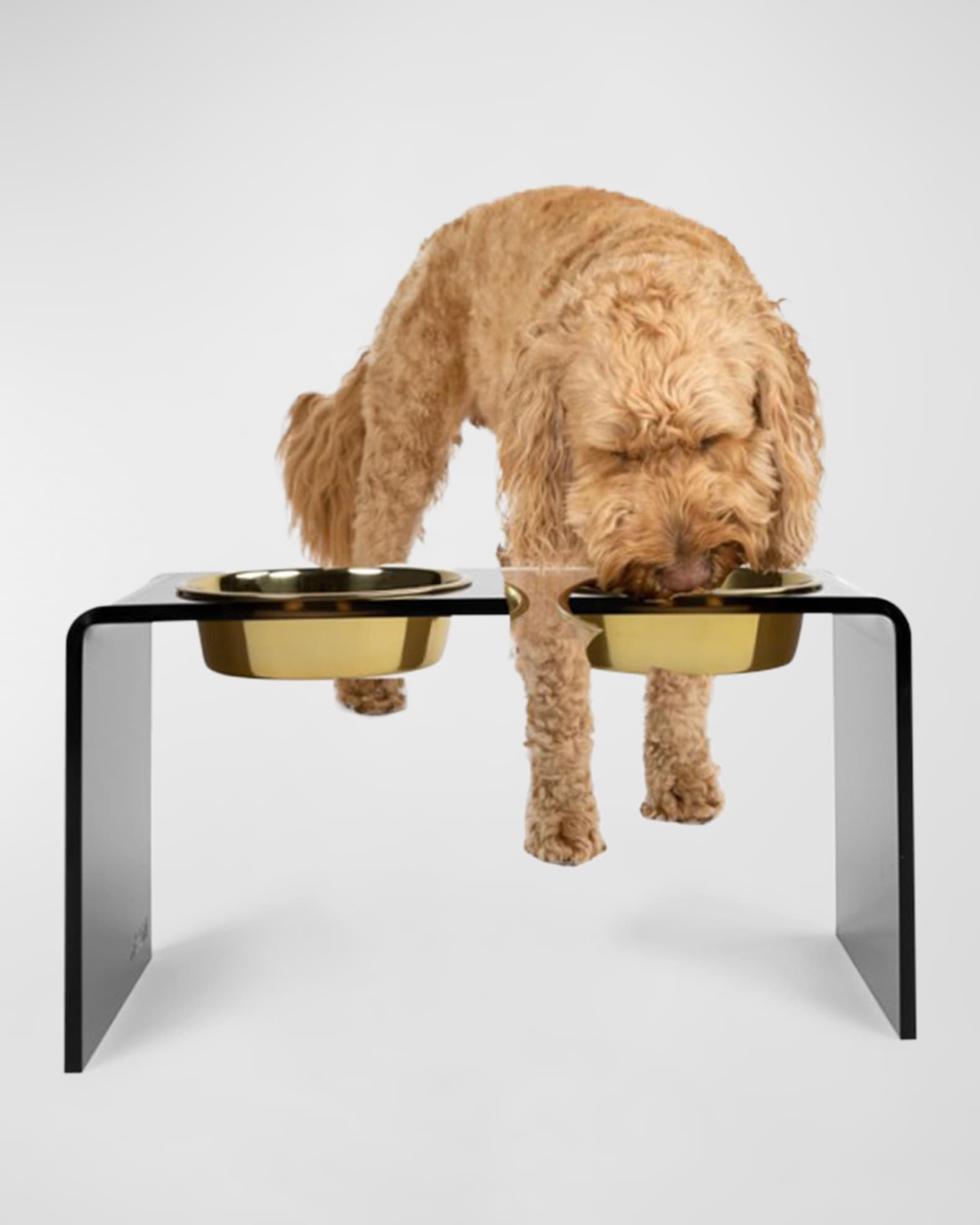 Large Smoke Grey Double Bowl Pet Feeder Collection | Neiman Marcus