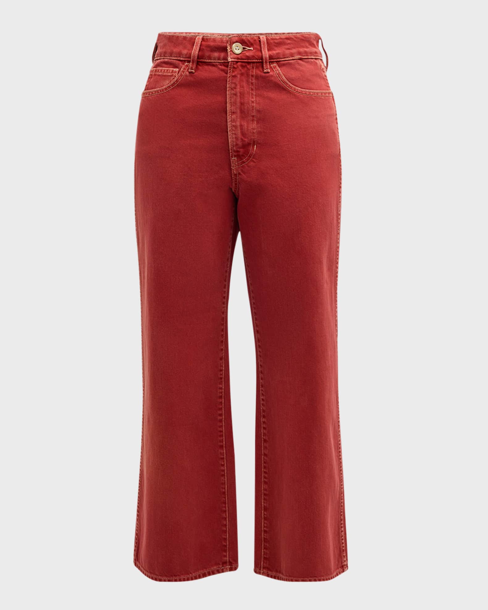 Veronica Beard Taylor Cropped High Rise Wide Jeans | Neiman Marcus