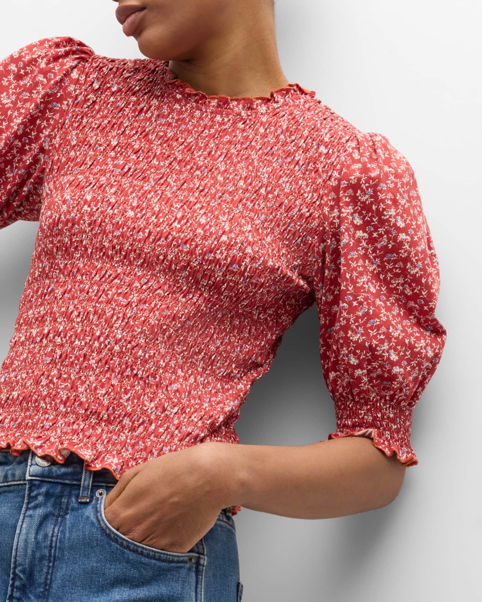 Veronica Beard Langston Smocked Top | Neiman Marcus