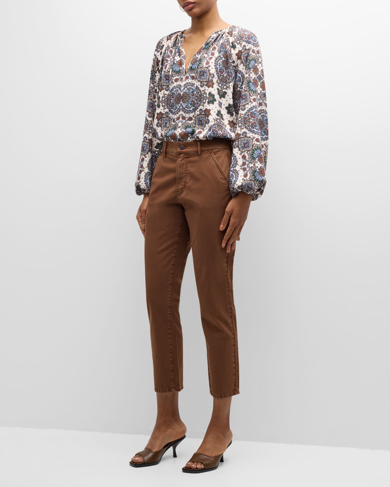 Veronica Beard Sia Mid-Rise Twill Chino Pants | Neiman Marcus