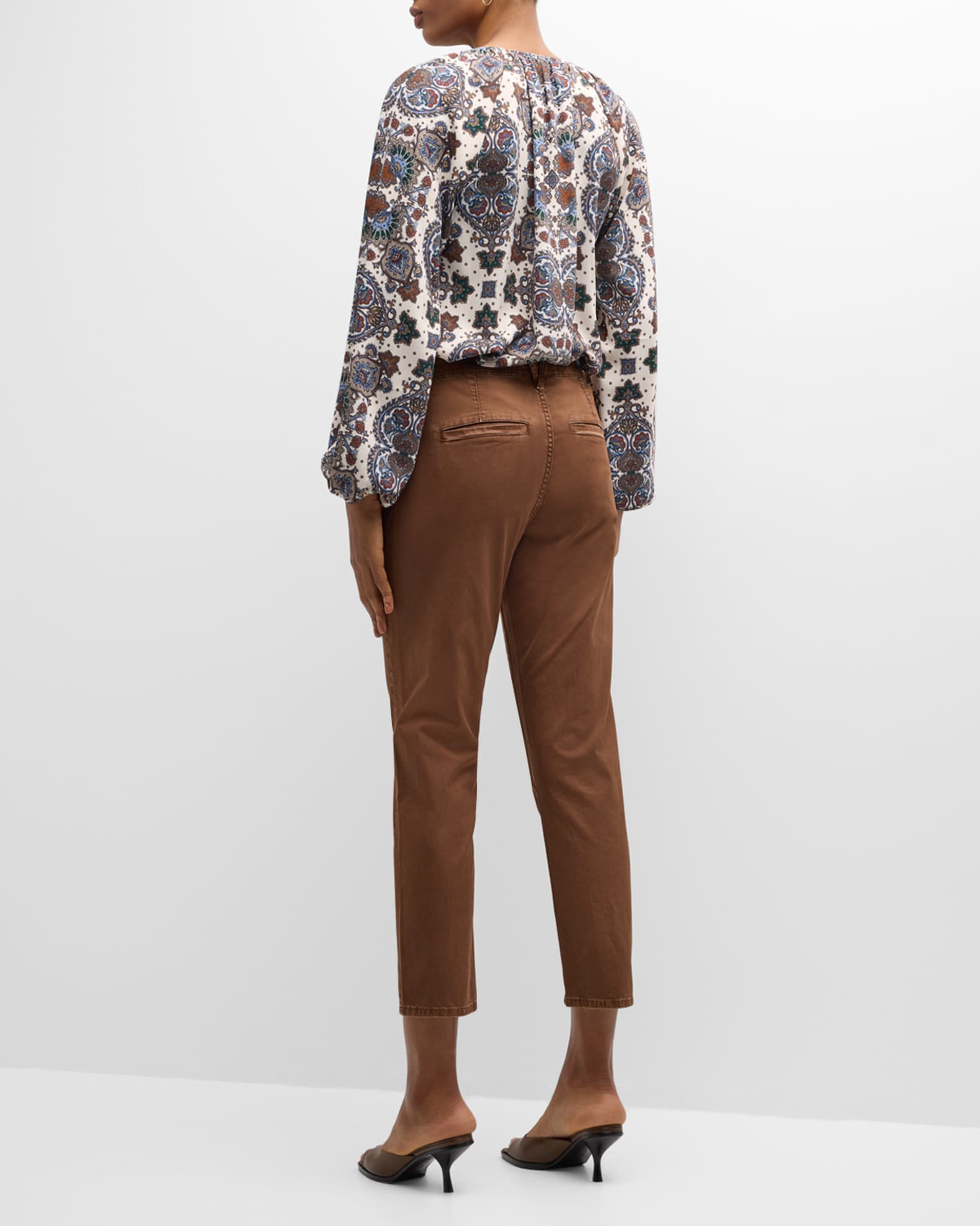 Veronica Beard Sia Mid-Rise Twill Chino Pants | Neiman Marcus