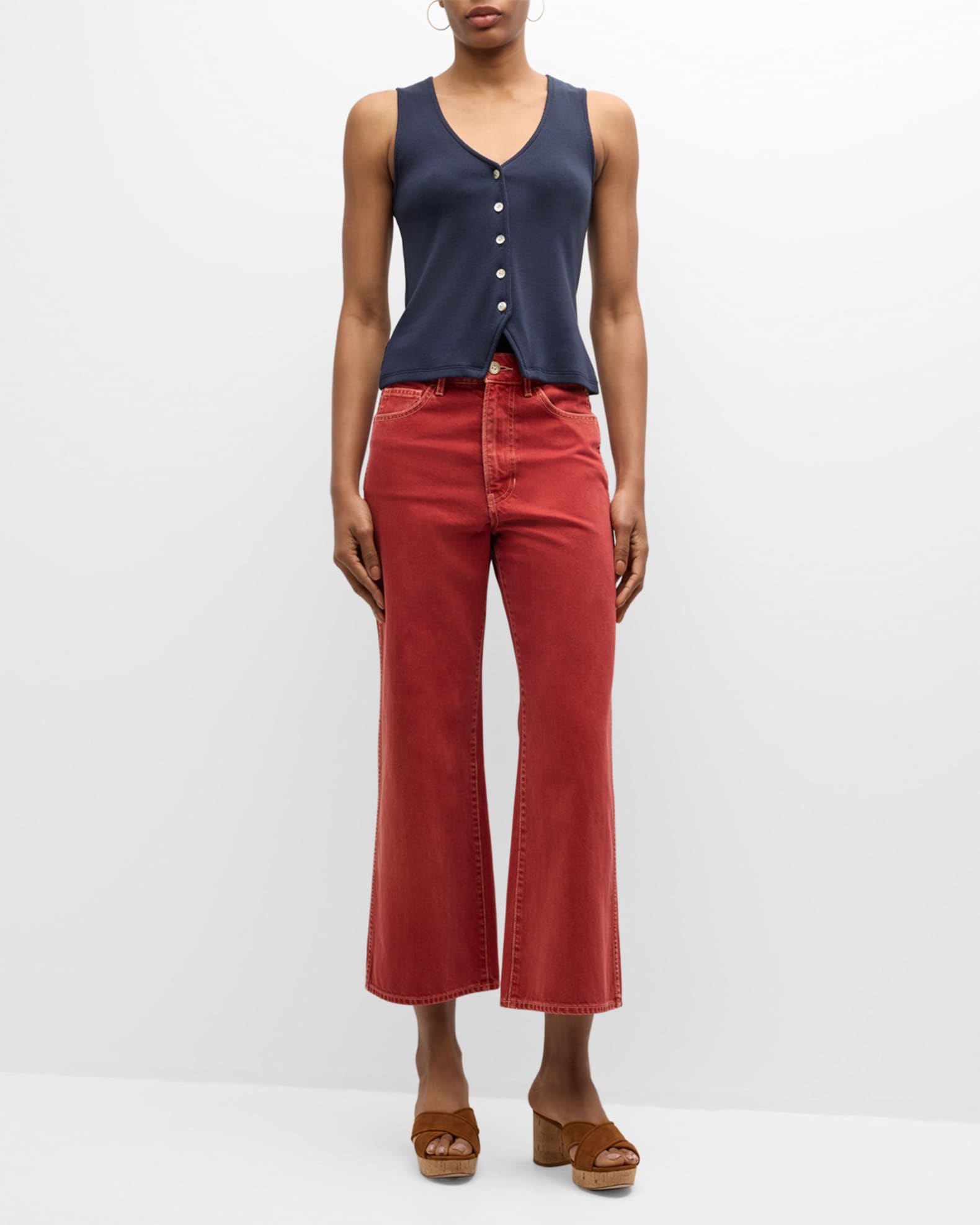 Veronica Beard Hoorne Button-Front Tank Top | Neiman Marcus
