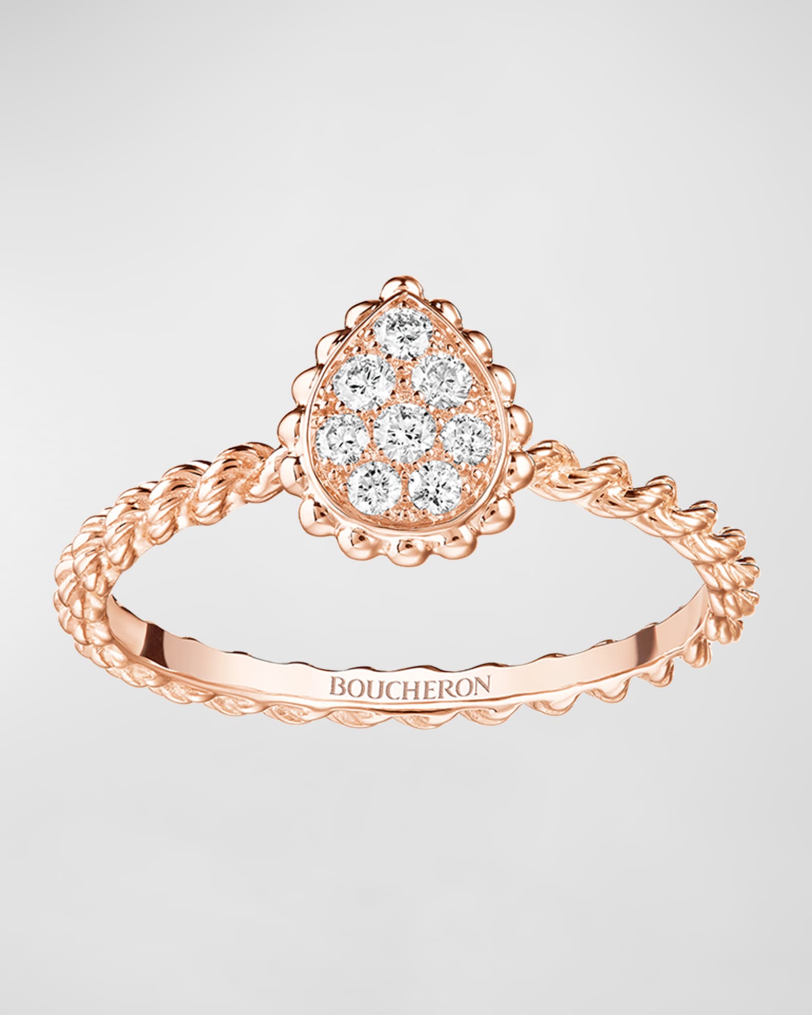 Boucheron Serpent Bohème 18K Rose Gold Pave Diamond Ring | Neiman Marcus