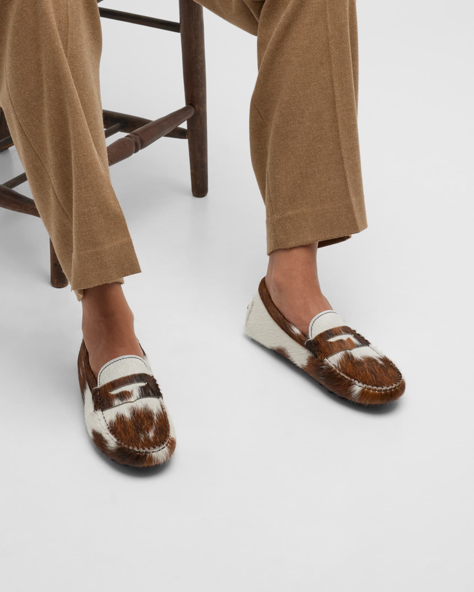 Tod's Gommino Calf Hair Penny Driver Loafers | Neiman Marcus