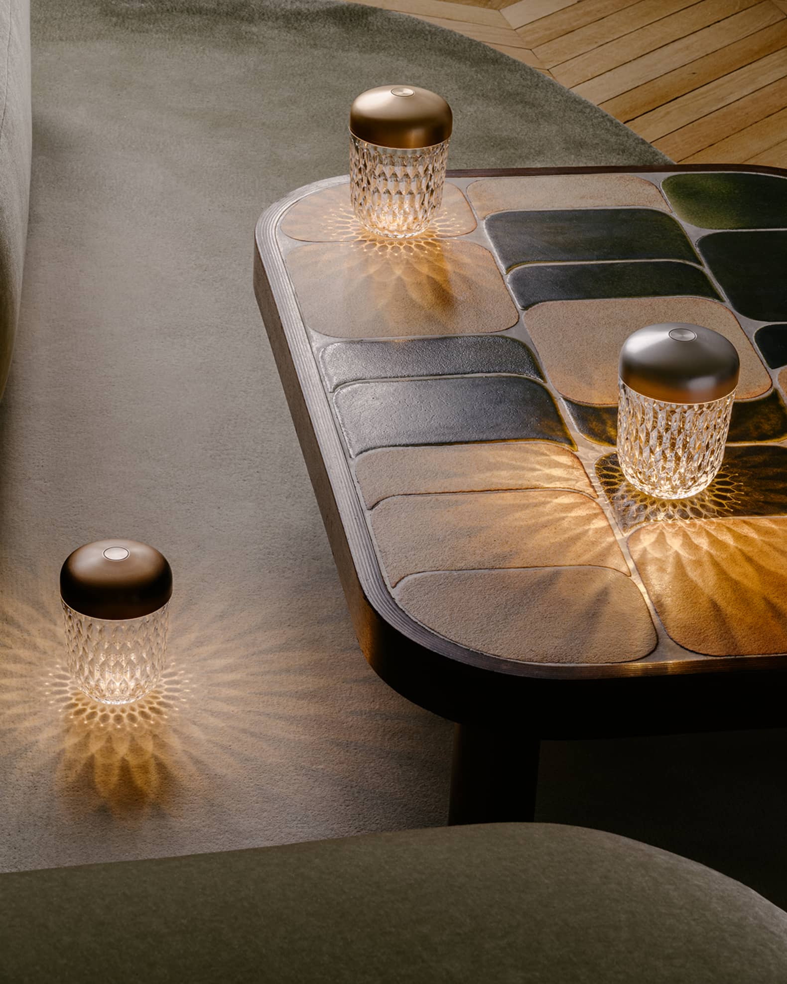 Saint Louis Crystal Folia Mini Portable Lamp, Champagne | Neiman Marcus