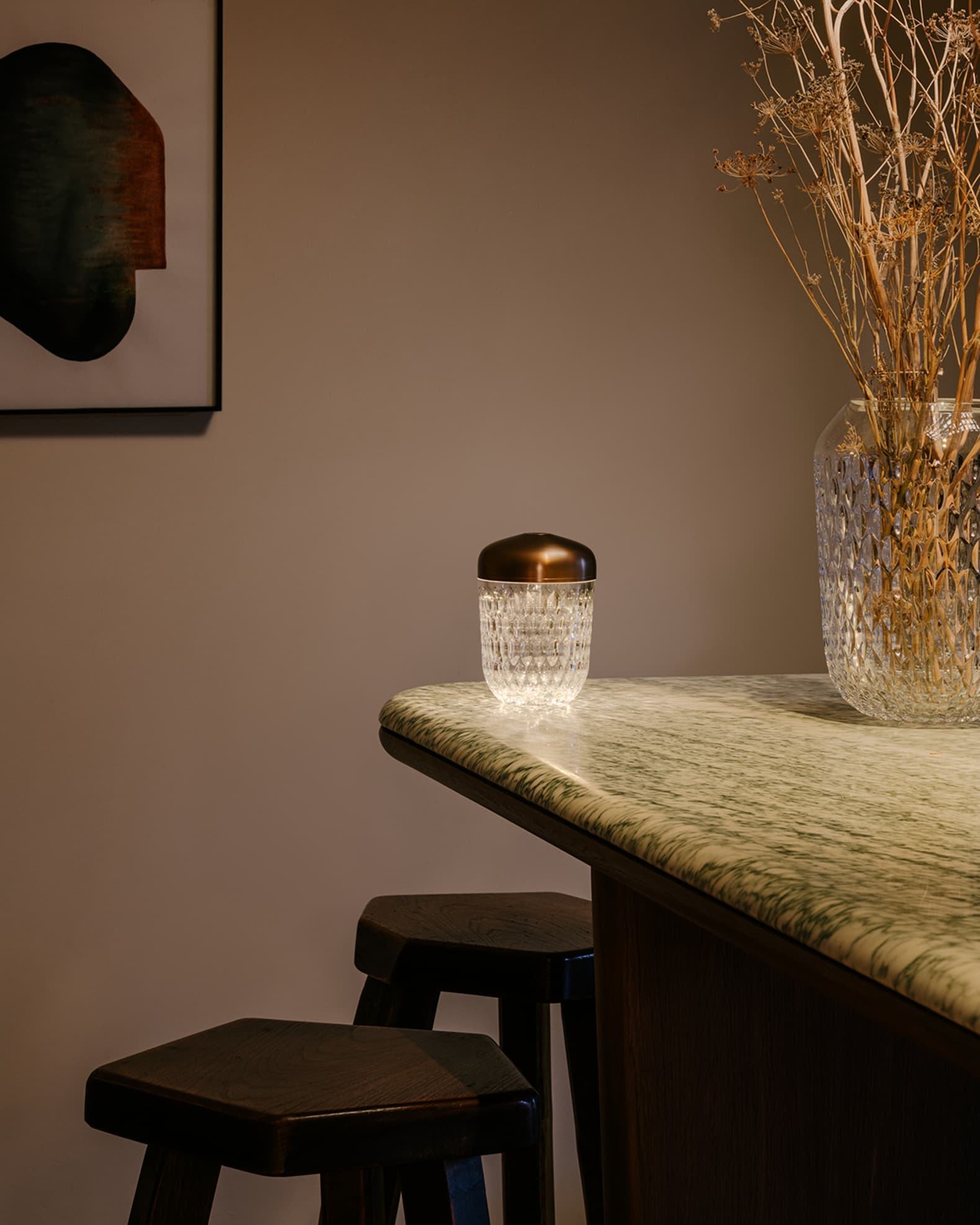 Saint Louis Crystal Folia Mini Portable Lamp, Bronze | Neiman Marcus