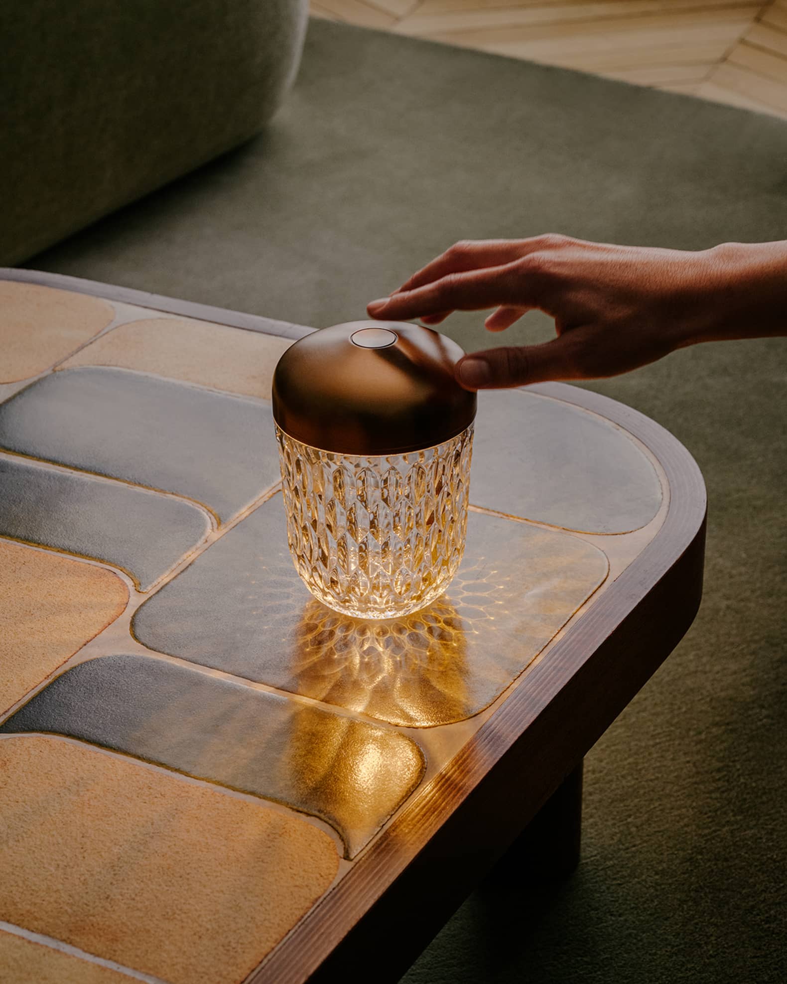 Saint Louis Crystal Folia Mini Portable Lamp, Bronze | Neiman Marcus