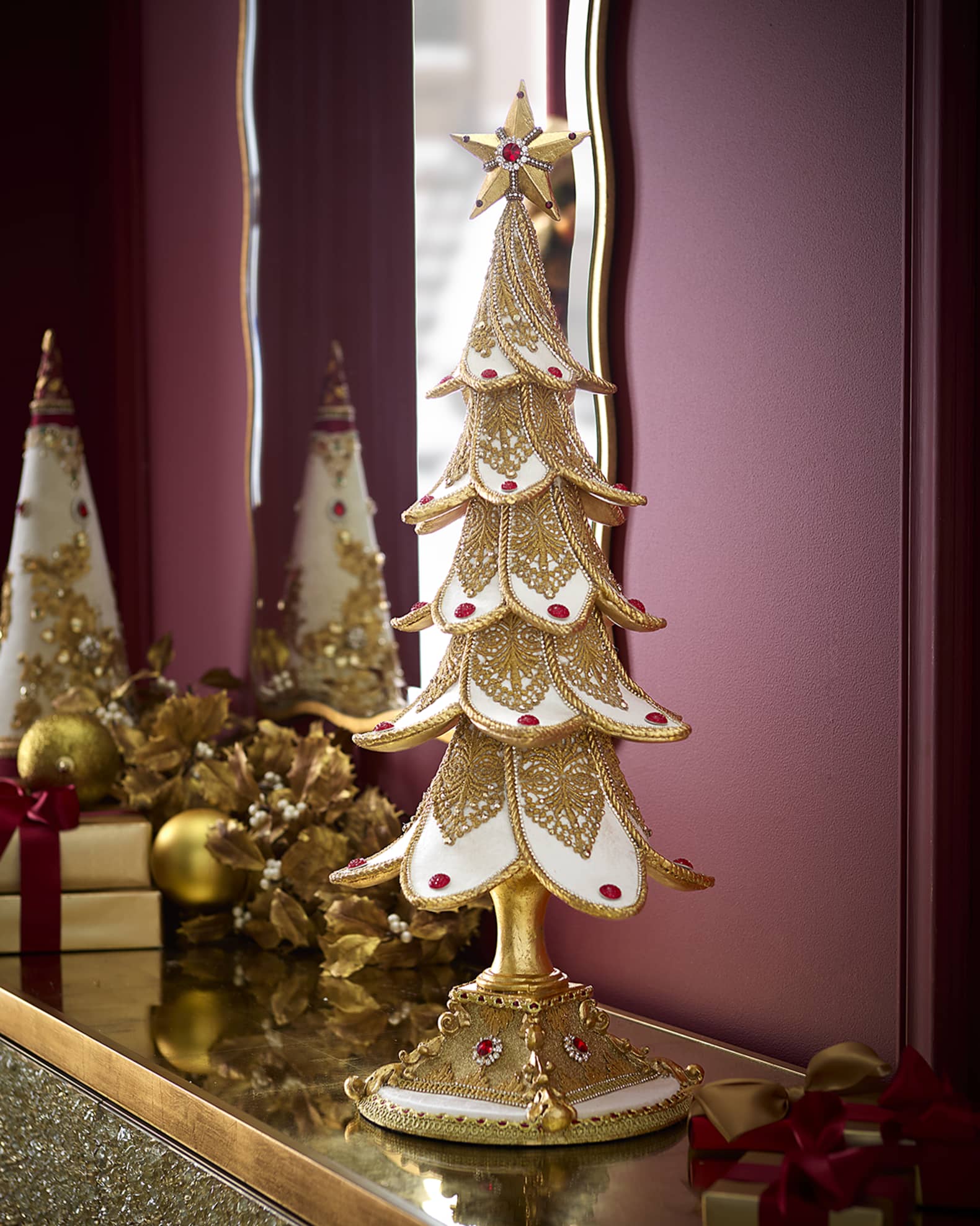 Katherine's Collection 27" Gold Sculpted Tabletop Tree | Neiman Marcus