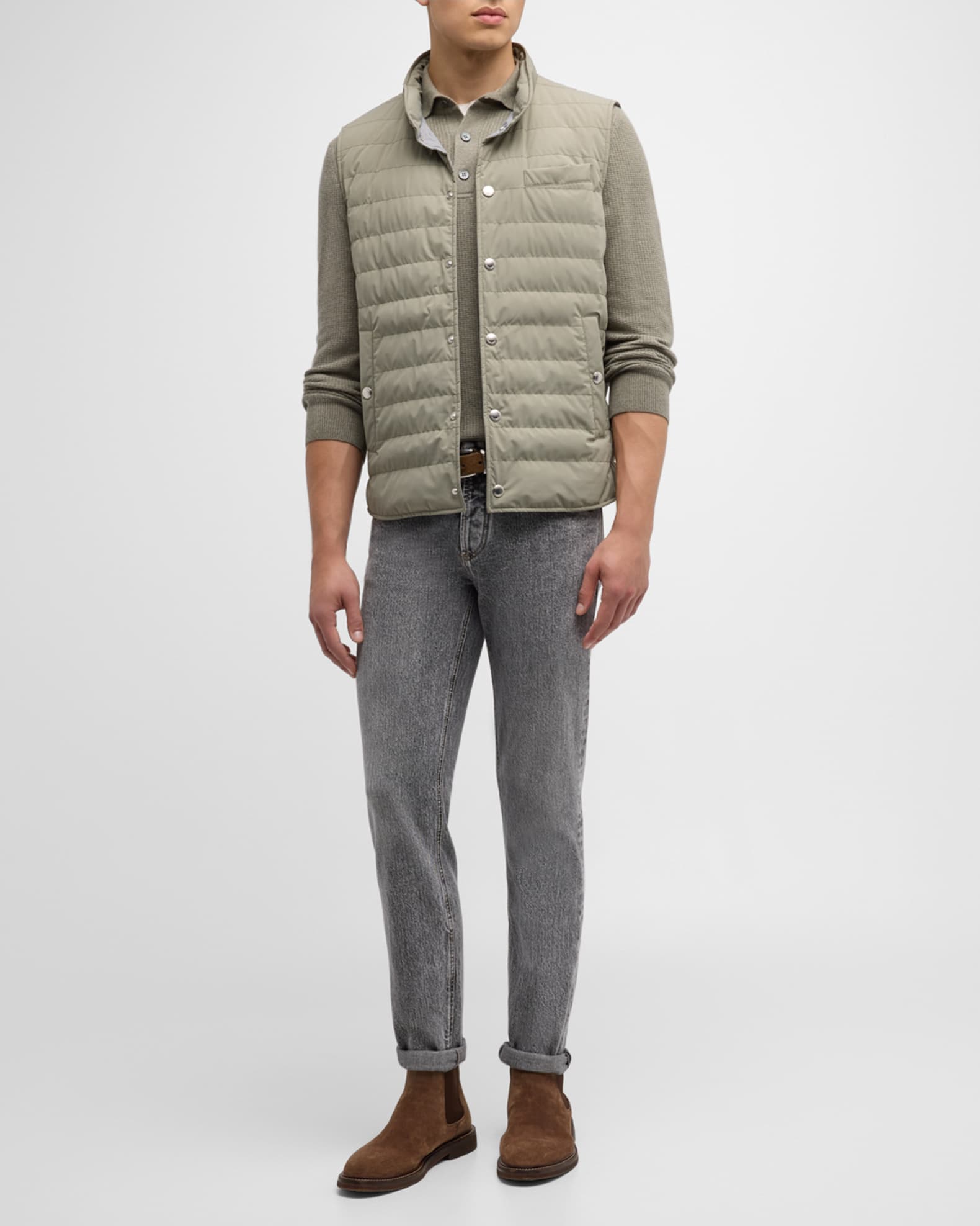 Brunello Cucinelli Men's Nylon Snap-Front Vest | Neiman Marcus