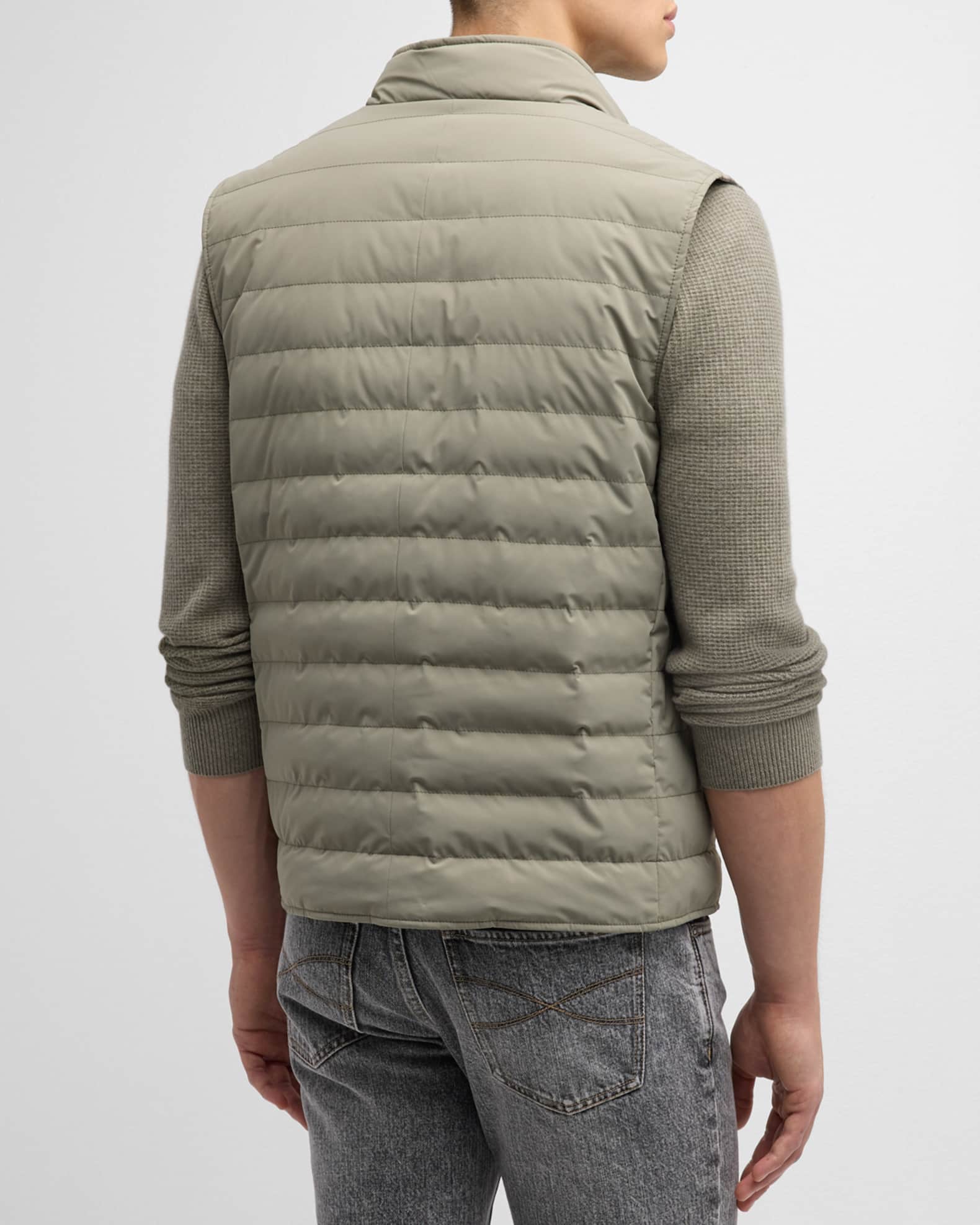 Brunello Cucinelli Men's Nylon Snap-Front Vest | Neiman Marcus