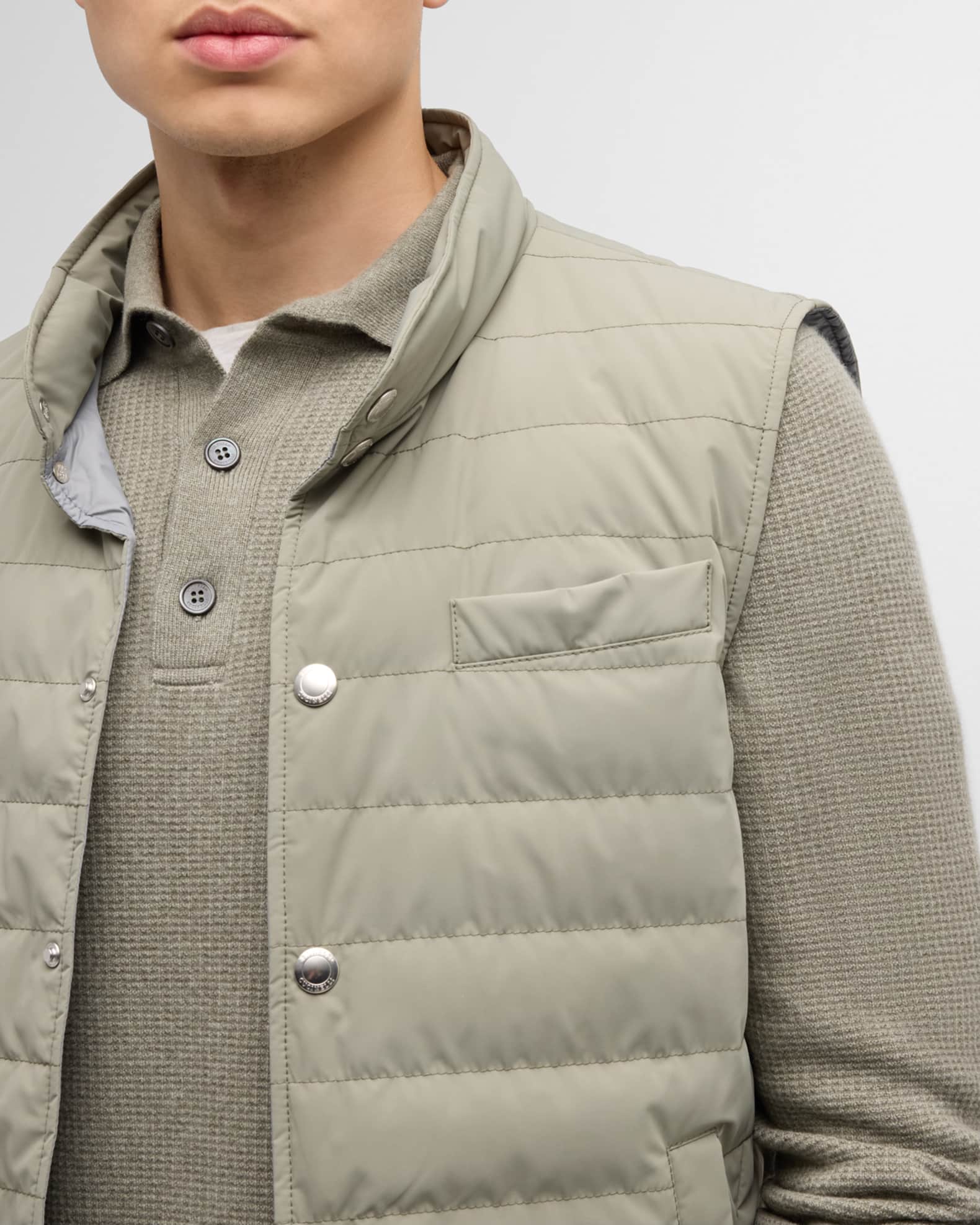 Brunello Cucinelli Men's Nylon Snap-Front Vest | Neiman Marcus