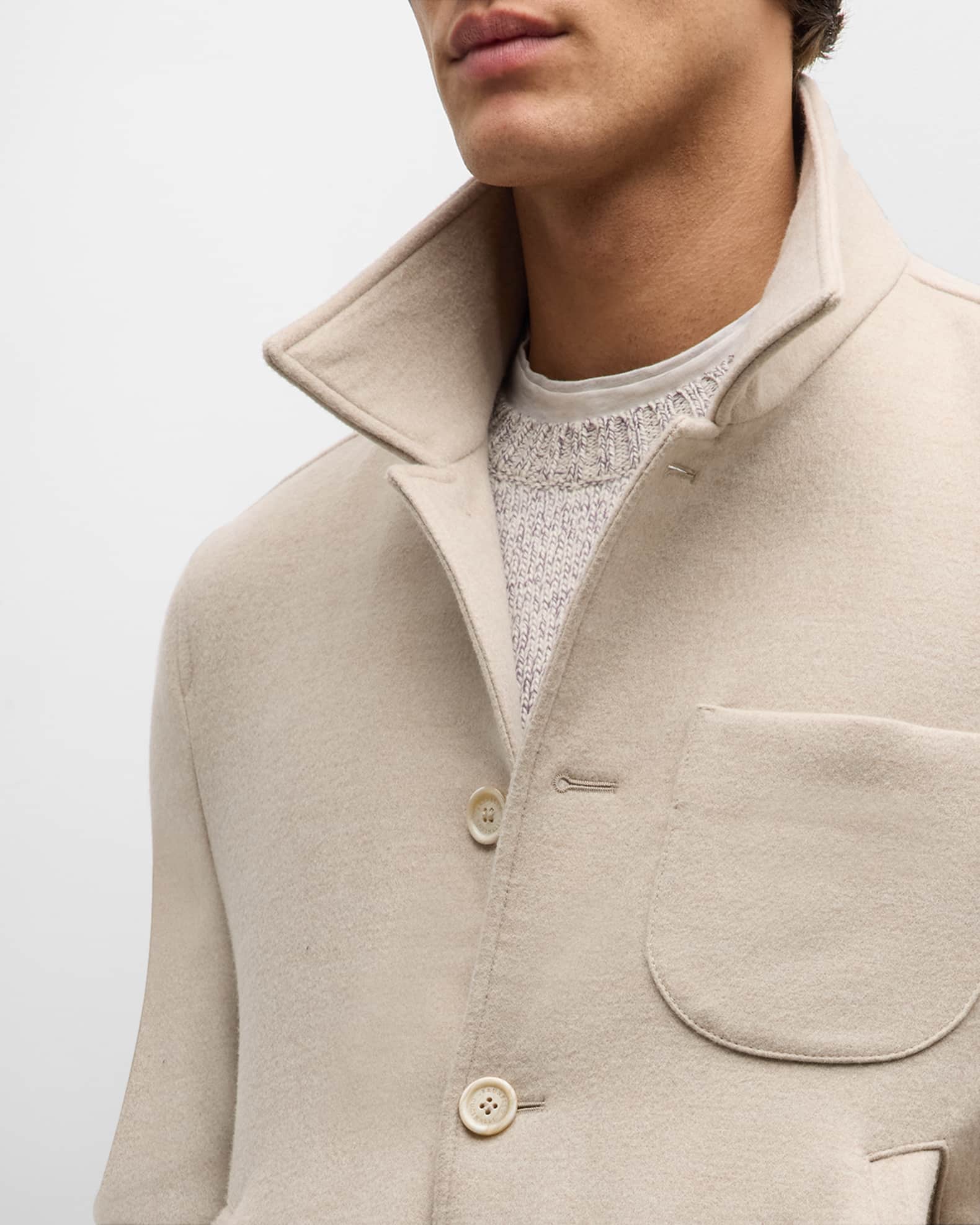 Brunello Cucinelli Men's Wool Button-Front Bomber Jacket | Neiman Marcus