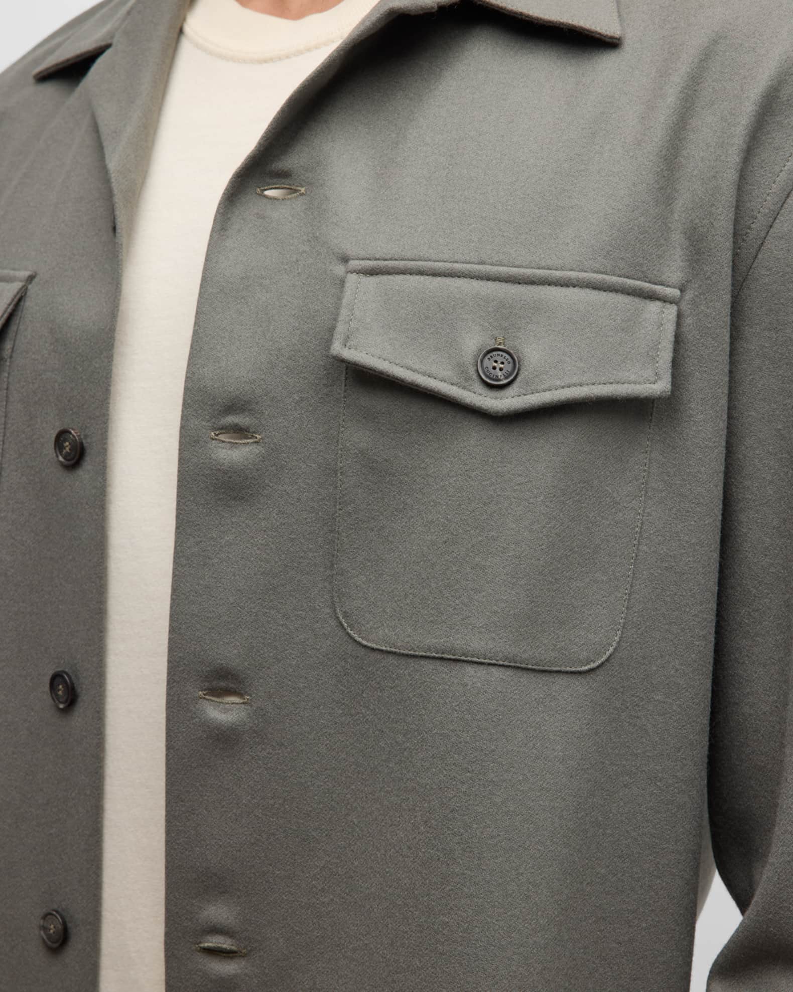 Brunello Cucinelli Men's Wool Flannel Cabana-Collar Overshirt | Neiman ...