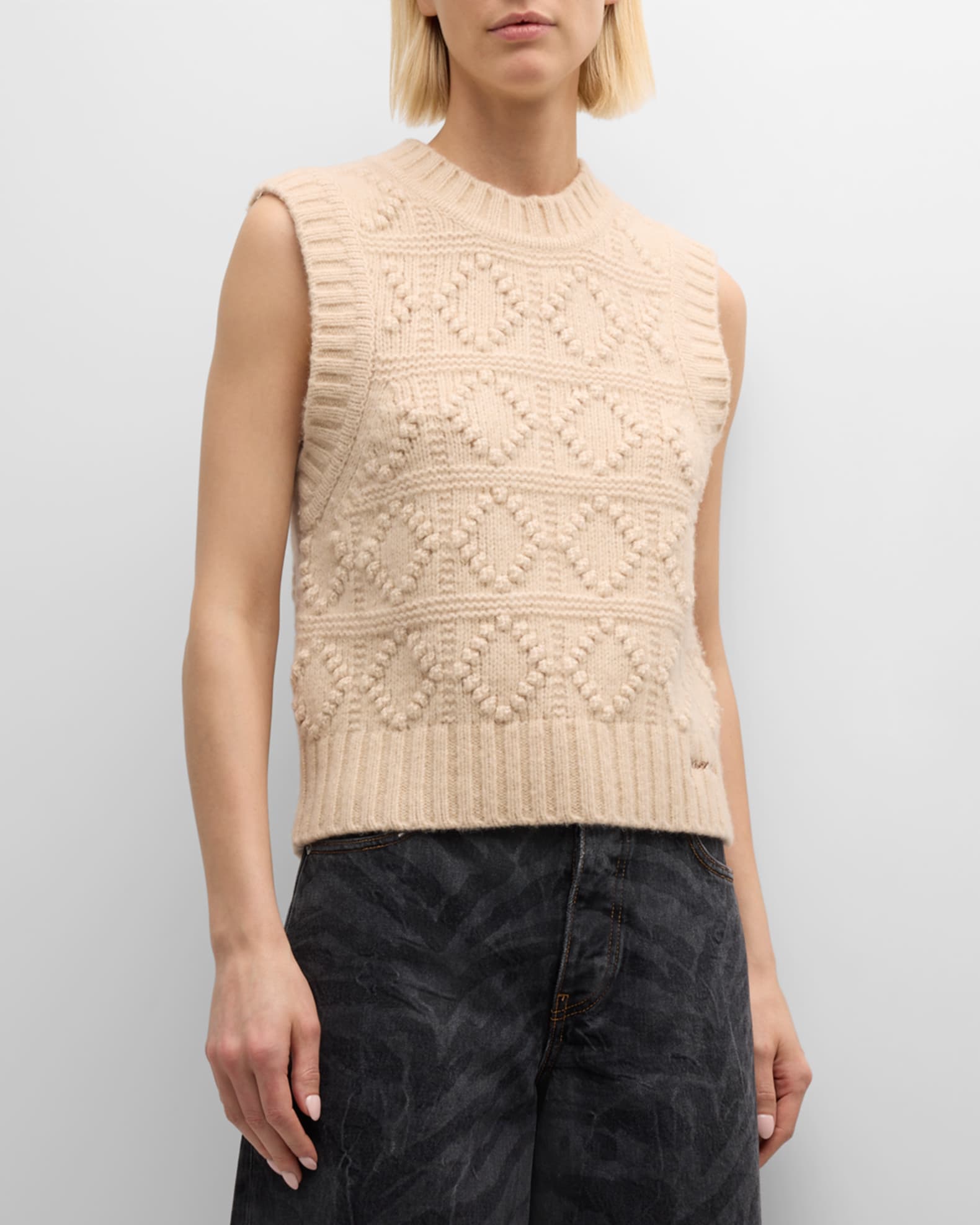 Ganni Wool Bubble Sweater Vest | Neiman Marcus