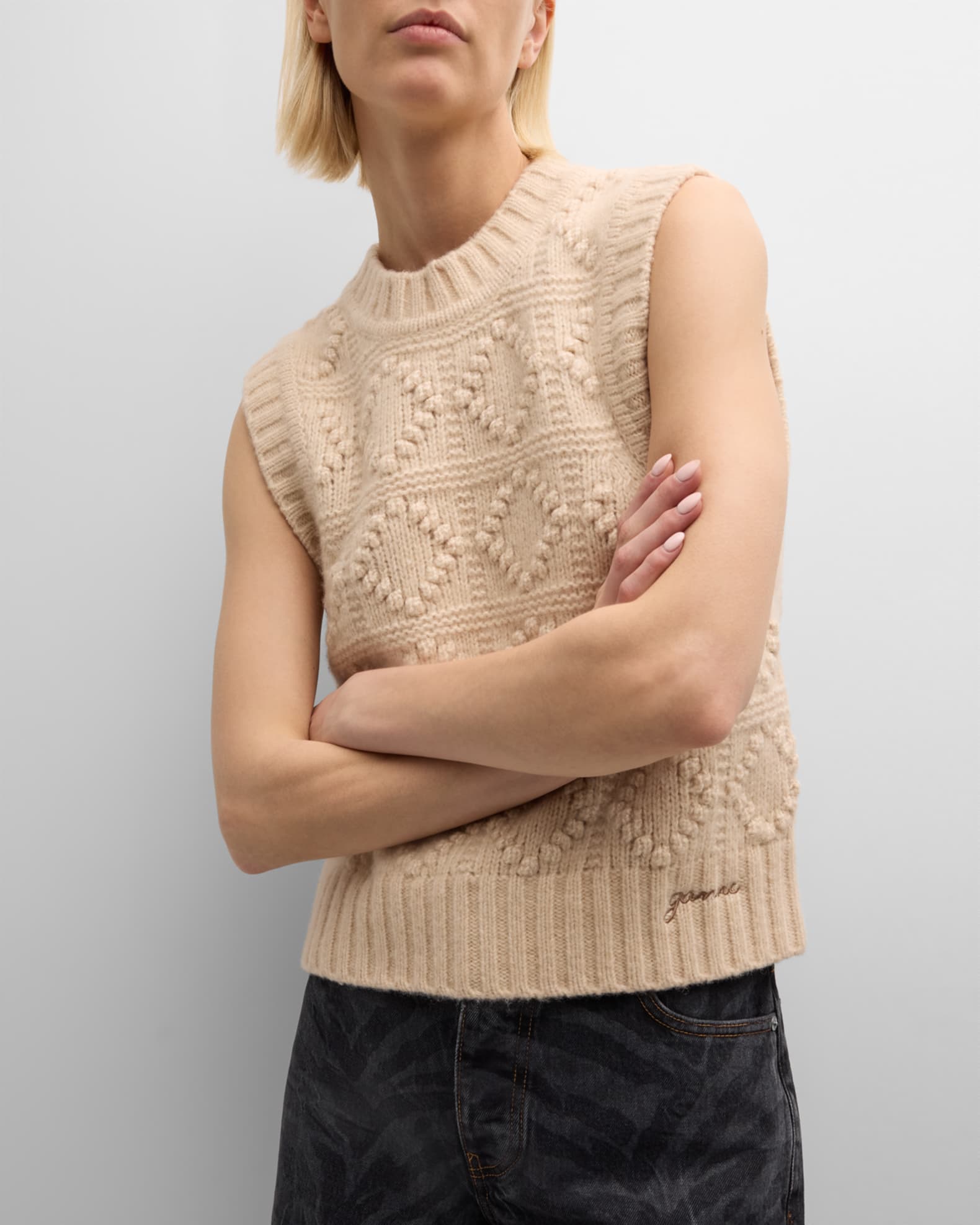 Ganni Wool Bubble Sweater Vest | Neiman Marcus