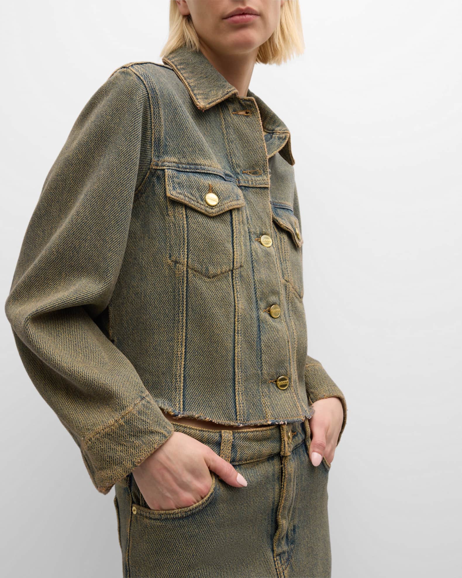 Ganni Over-Dyed Denim Jacket | Neiman Marcus