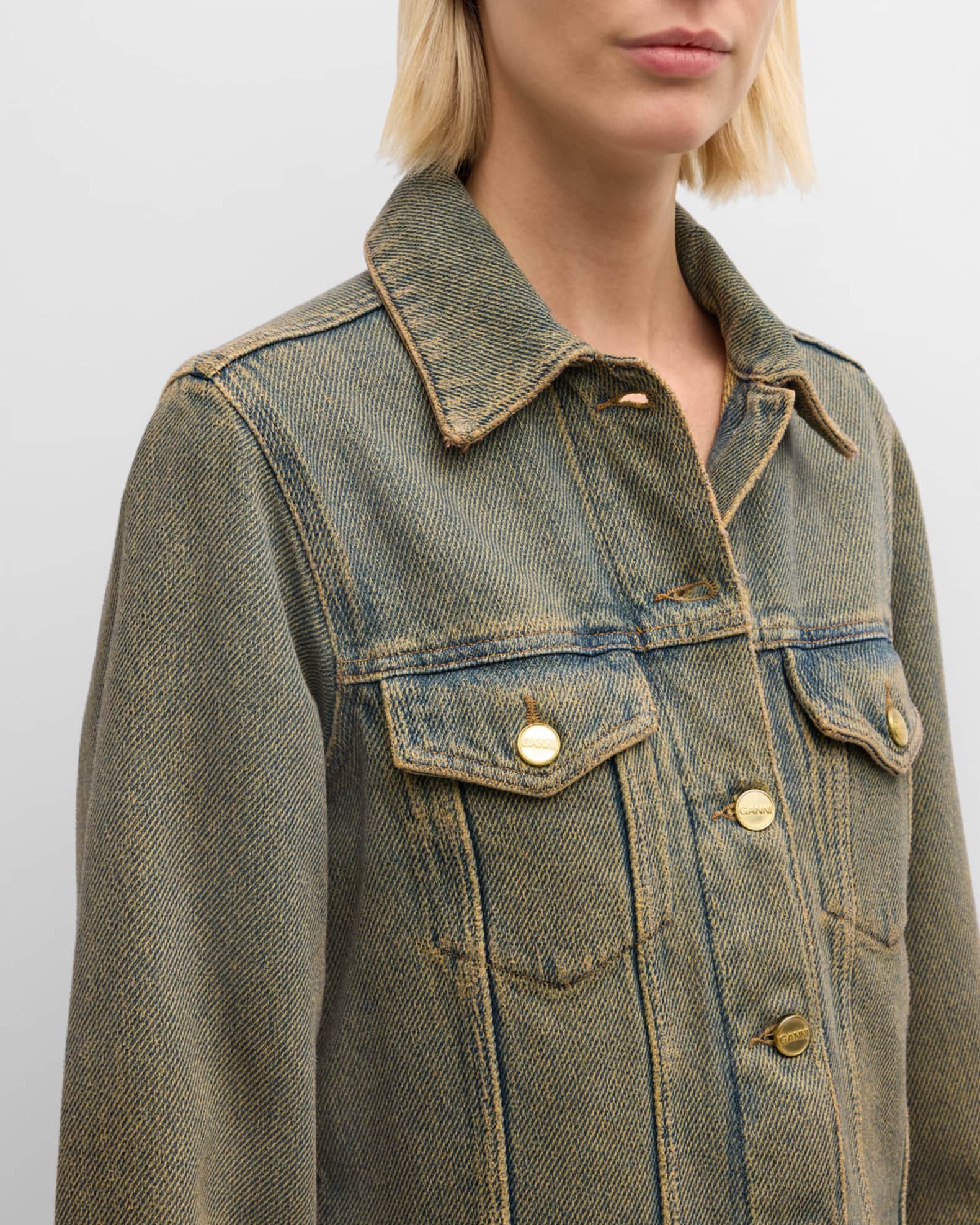 Ganni Over-Dyed Denim Jacket | Neiman Marcus
