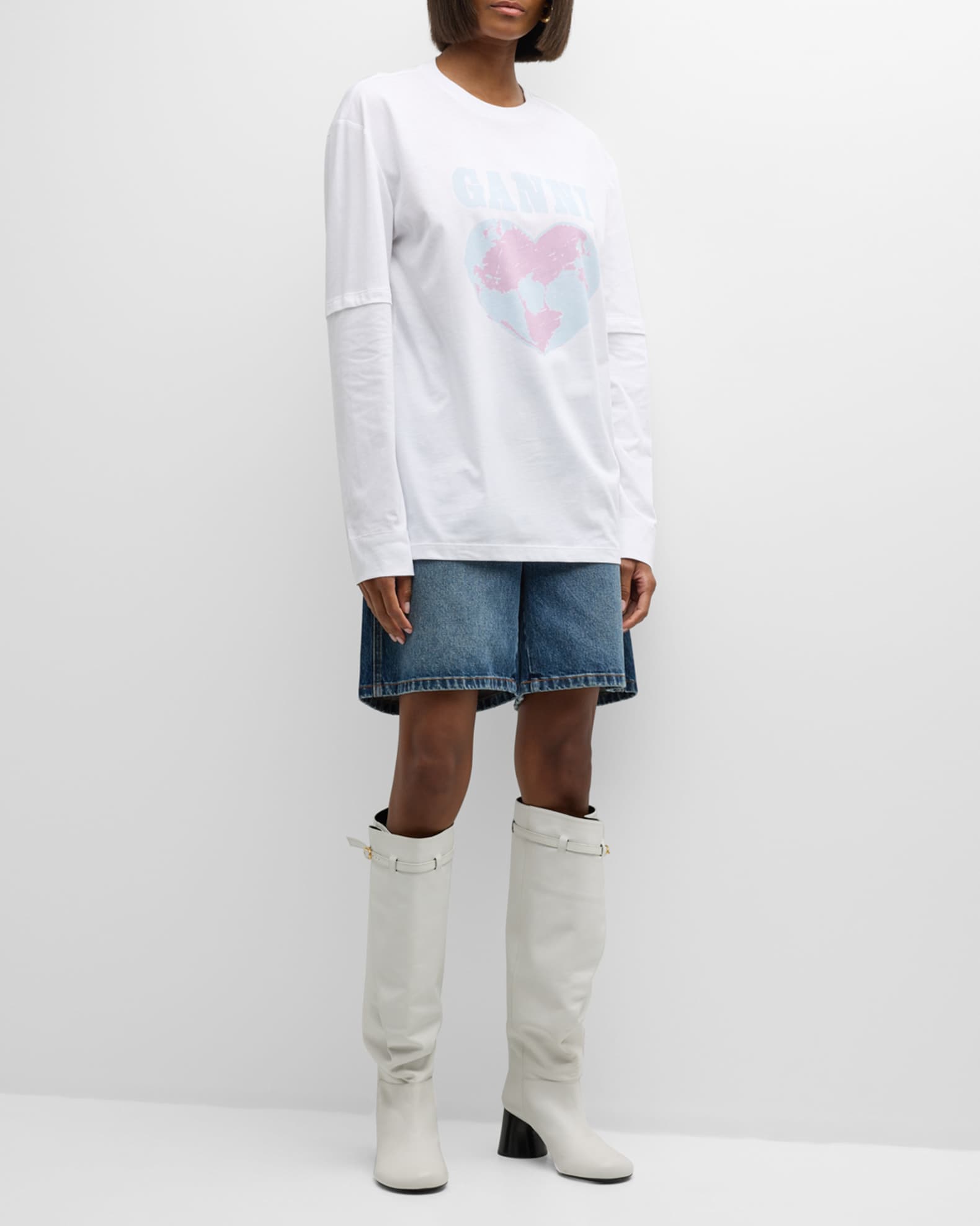 Ganni Long-Sleeve Graphic Tee | Neiman Marcus