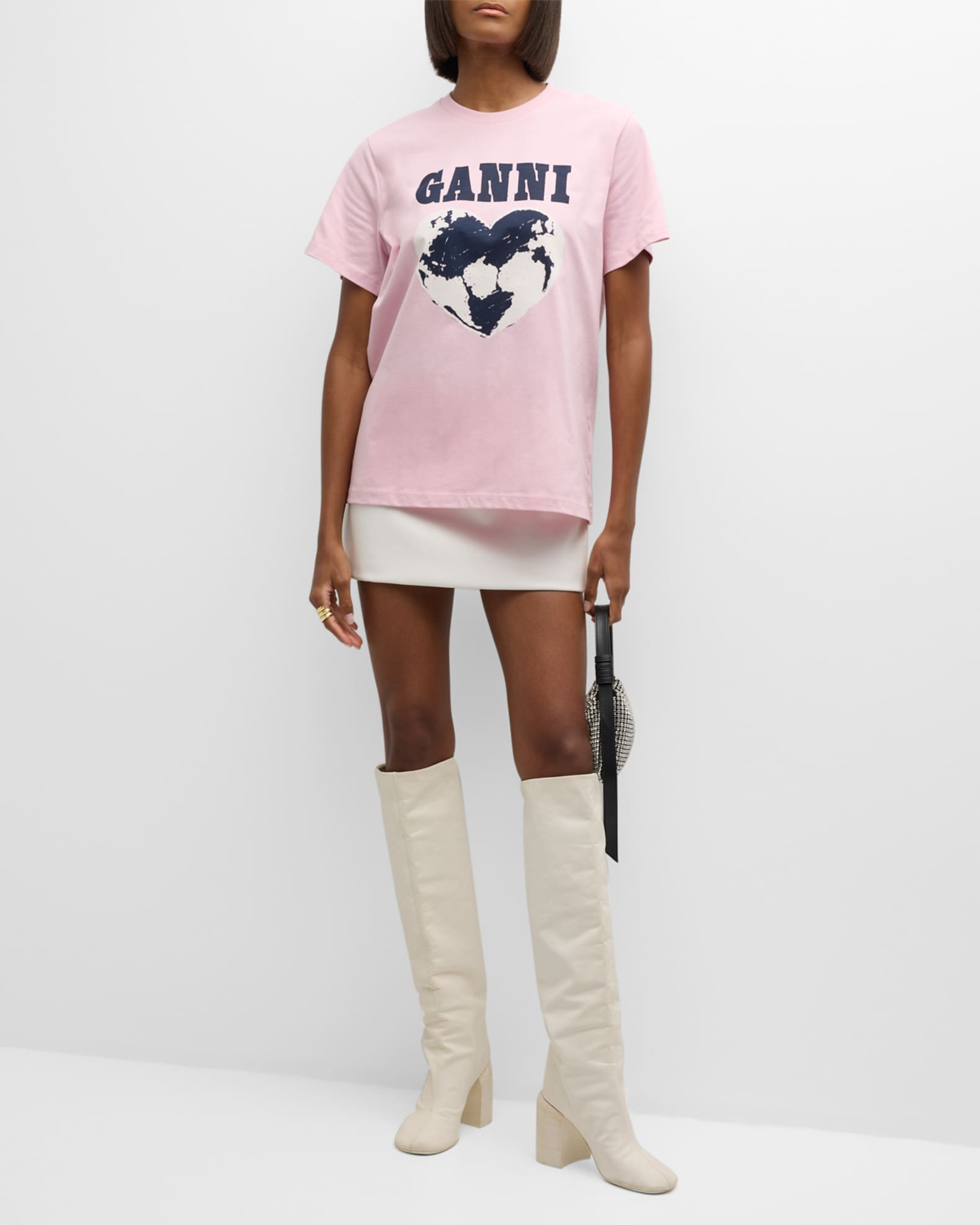 Ganni Short-Sleeve Graphic Tee | Neiman Marcus