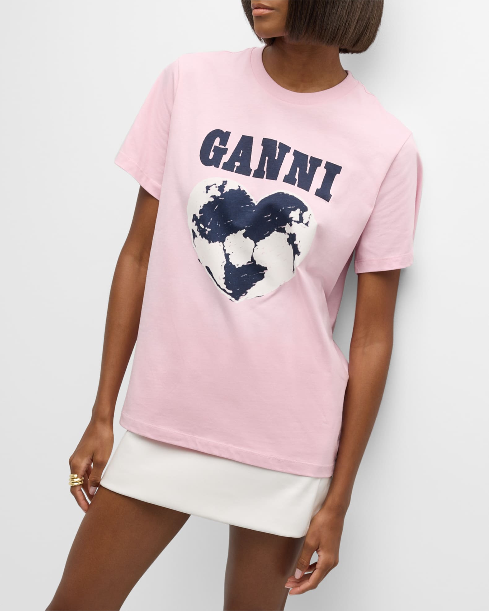 Ganni Short-Sleeve Graphic Tee | Neiman Marcus