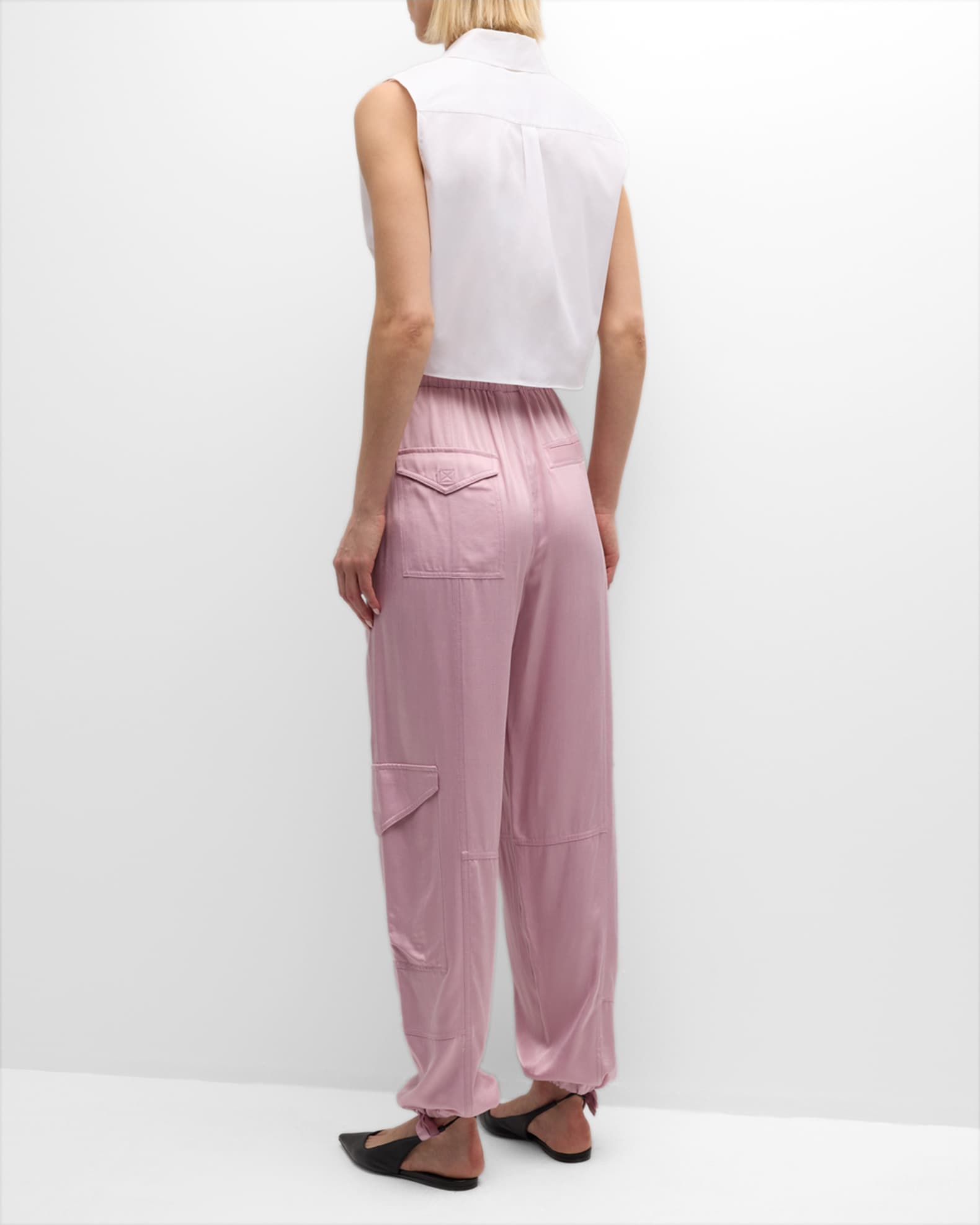 Ganni Washed Satin Drawstring Pants | Neiman Marcus