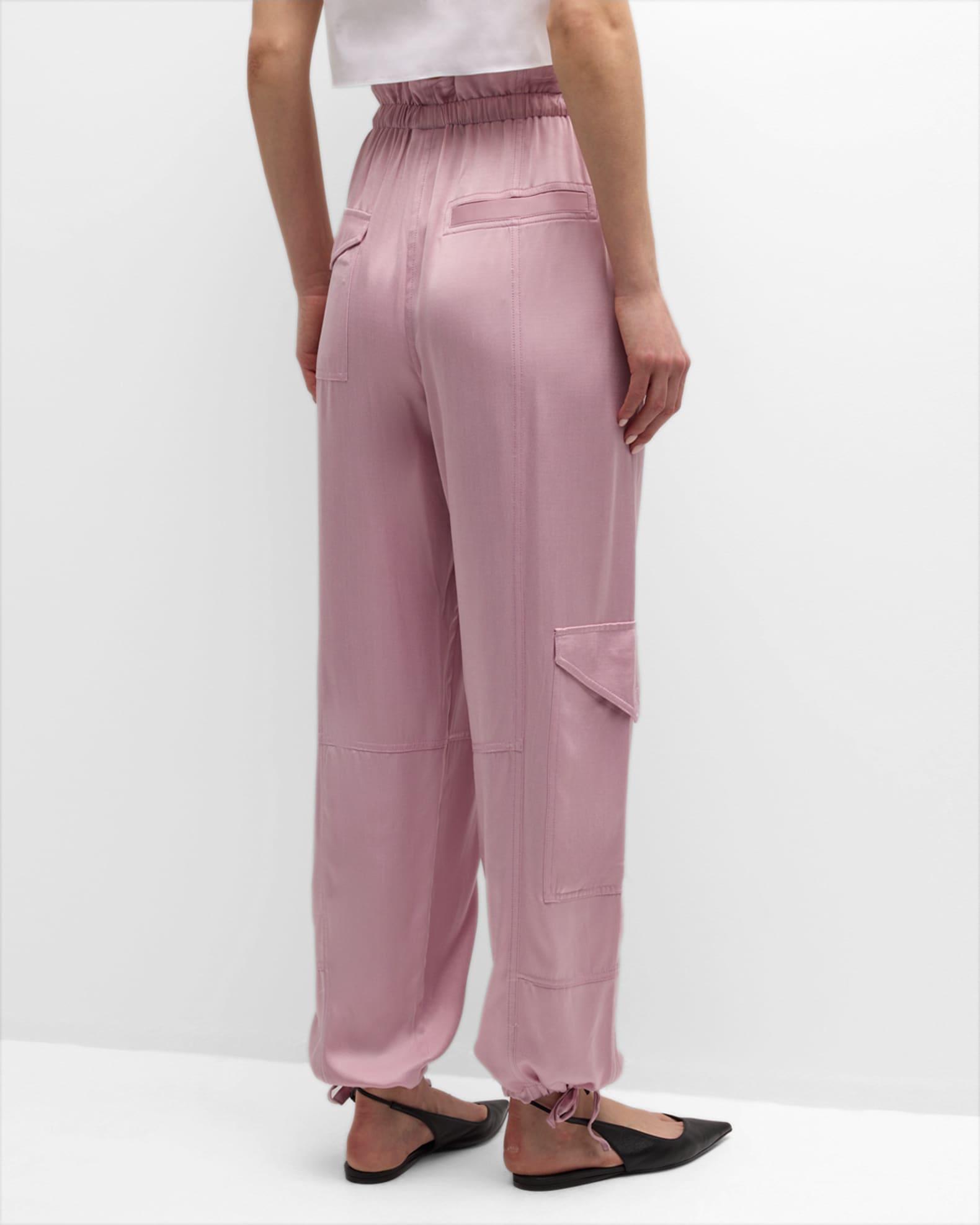 Ganni Washed Satin Drawstring Pants | Neiman Marcus