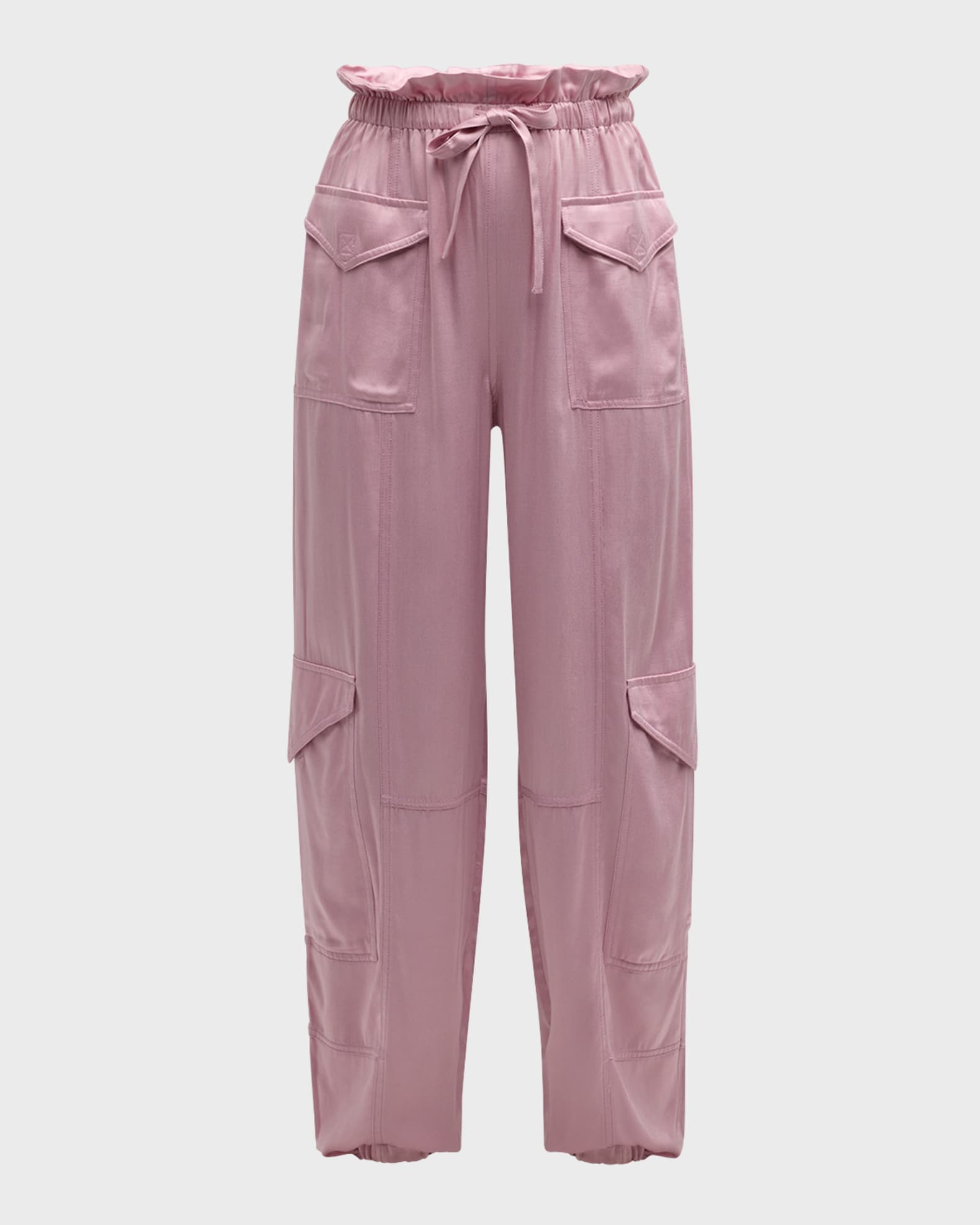 Ganni Washed Satin Drawstring Pants | Neiman Marcus