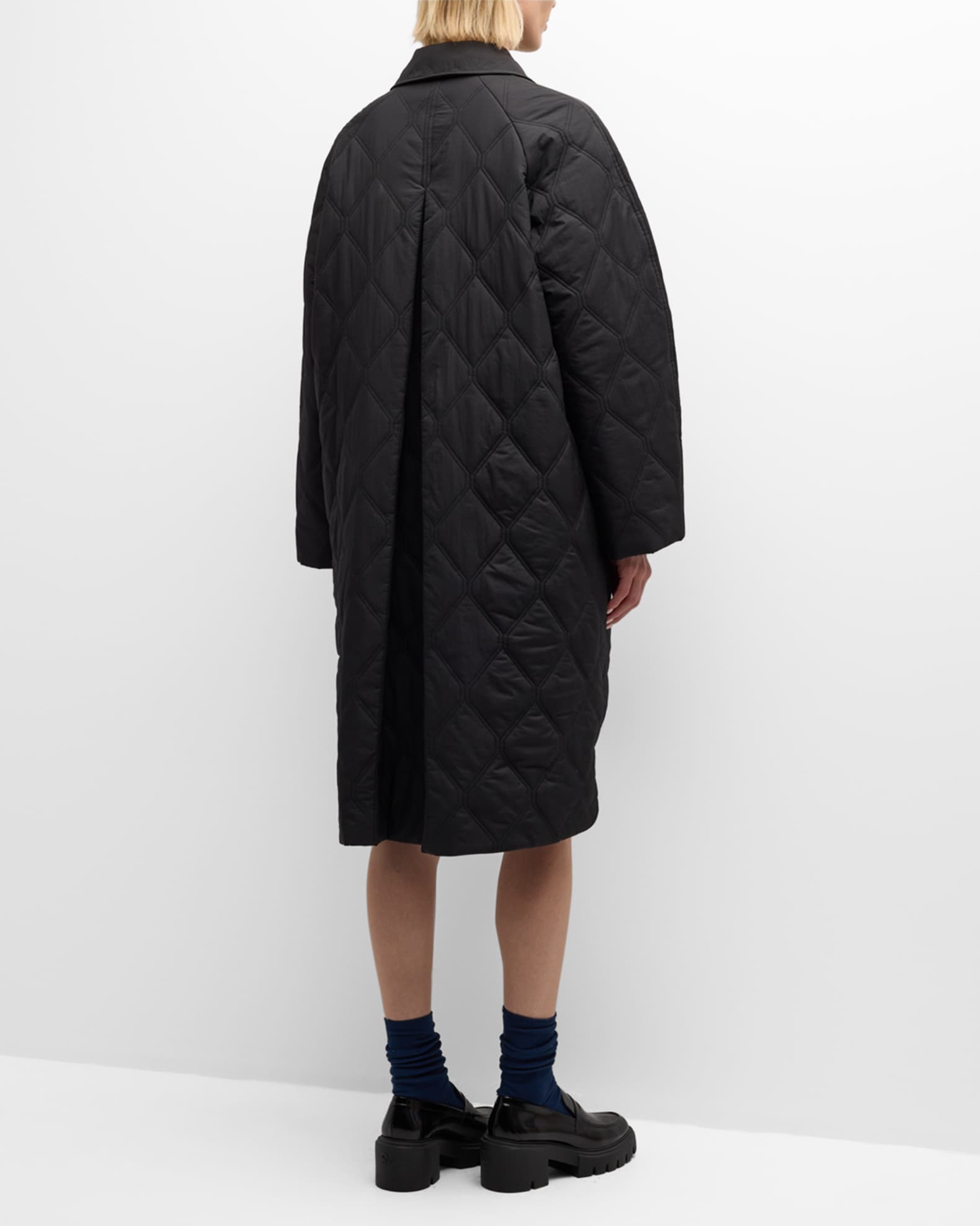 Ganni Quilted Raglan Midi Coat | Neiman Marcus