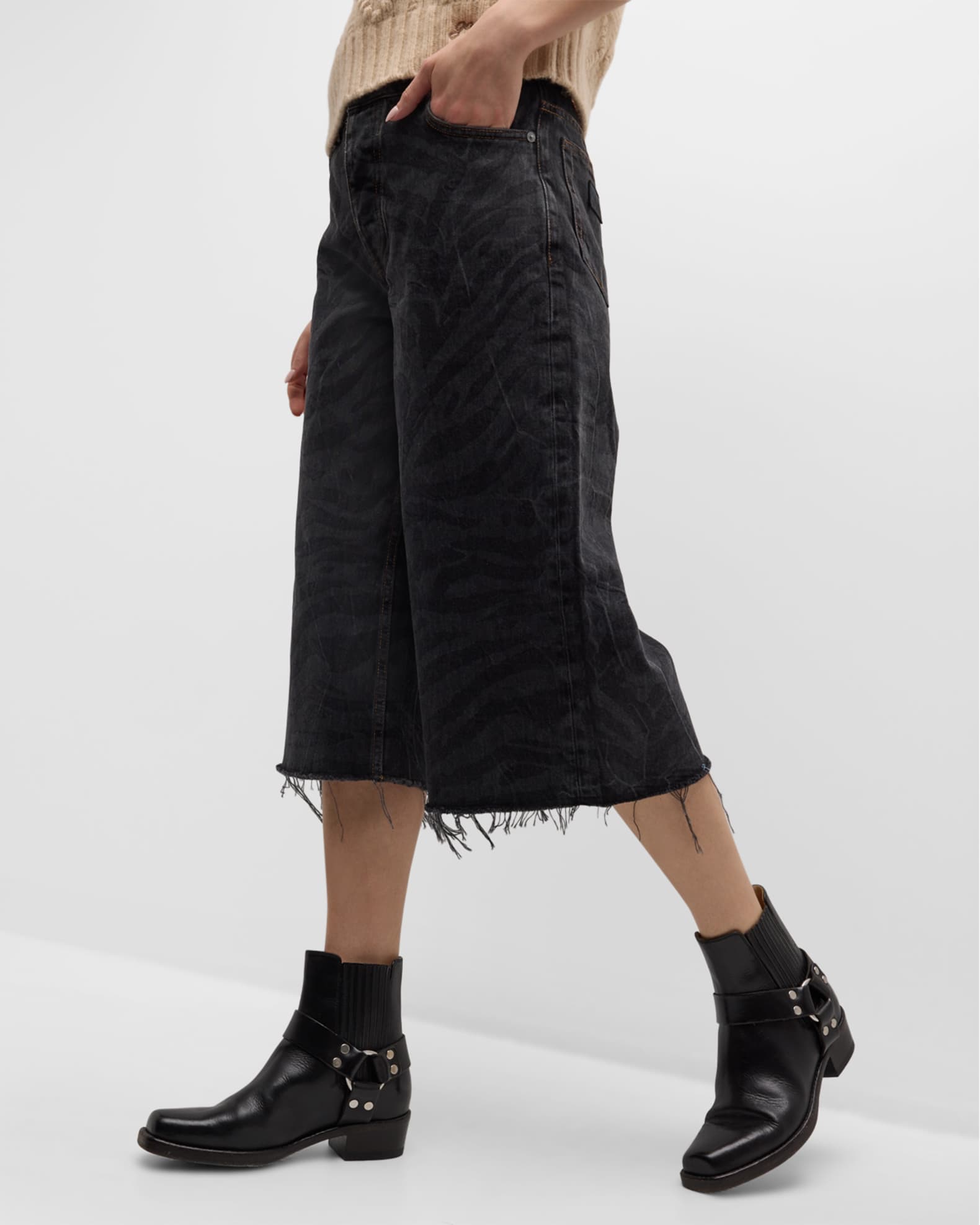 Ganni Long Laser Denim Shorts | Neiman Marcus