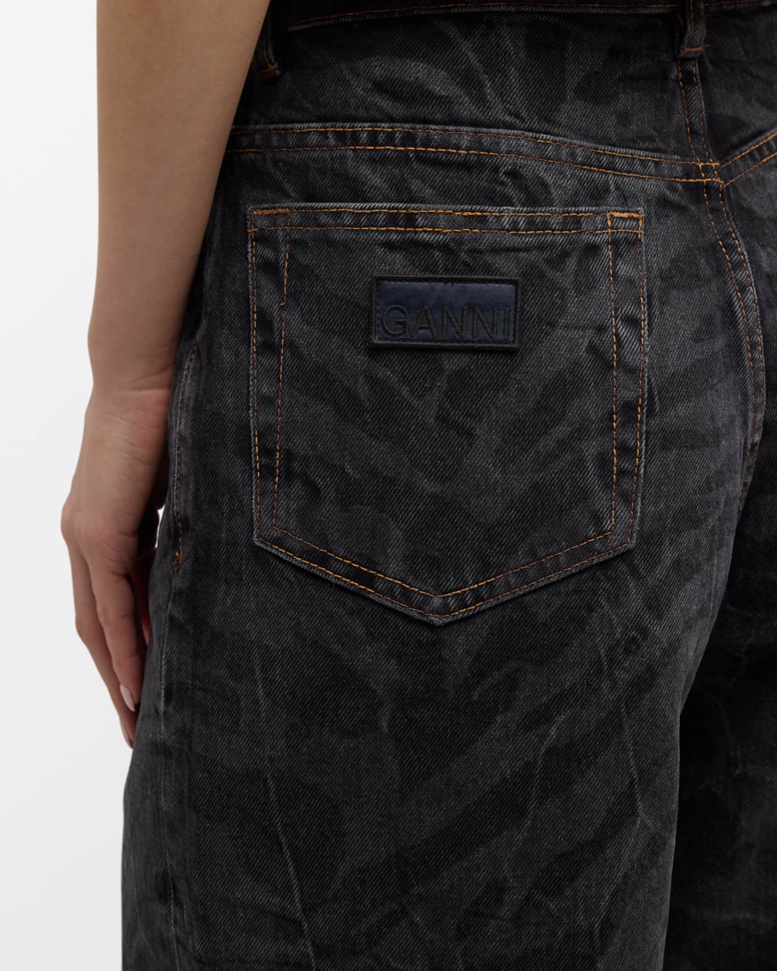 Ganni Long Laser Denim Shorts | Neiman Marcus