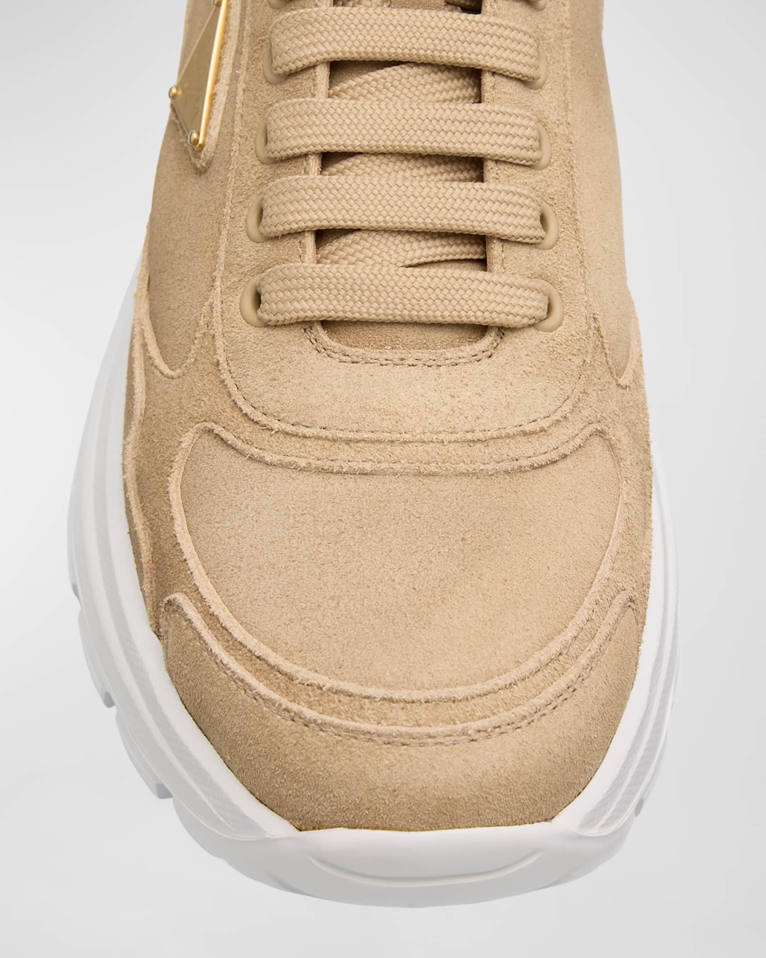 Prada Suede Logo Runner Sneakers | Neiman Marcus