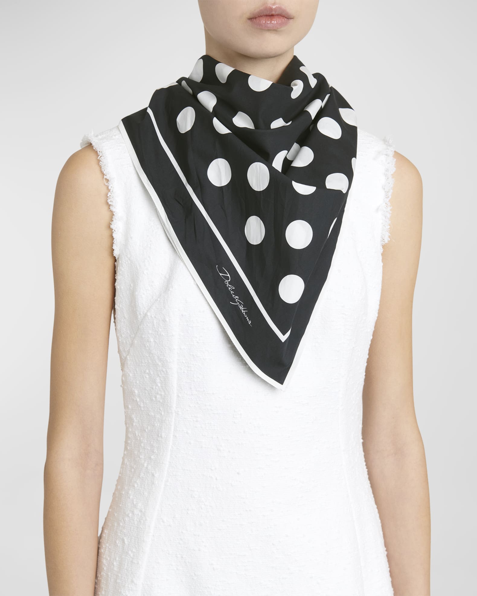 Dolce&Gabbana Polka-Dot Cotton Square Scarf | Neiman Marcus