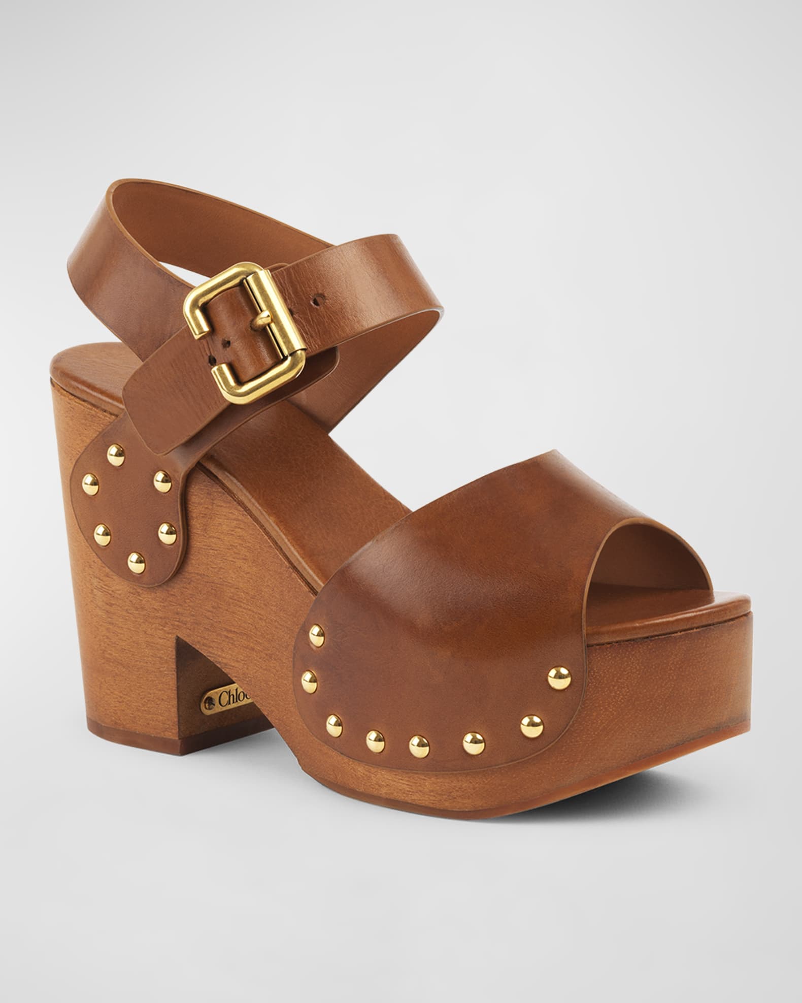Chloe Jeannette Leather Clog Platform Sandals | Neiman Marcus