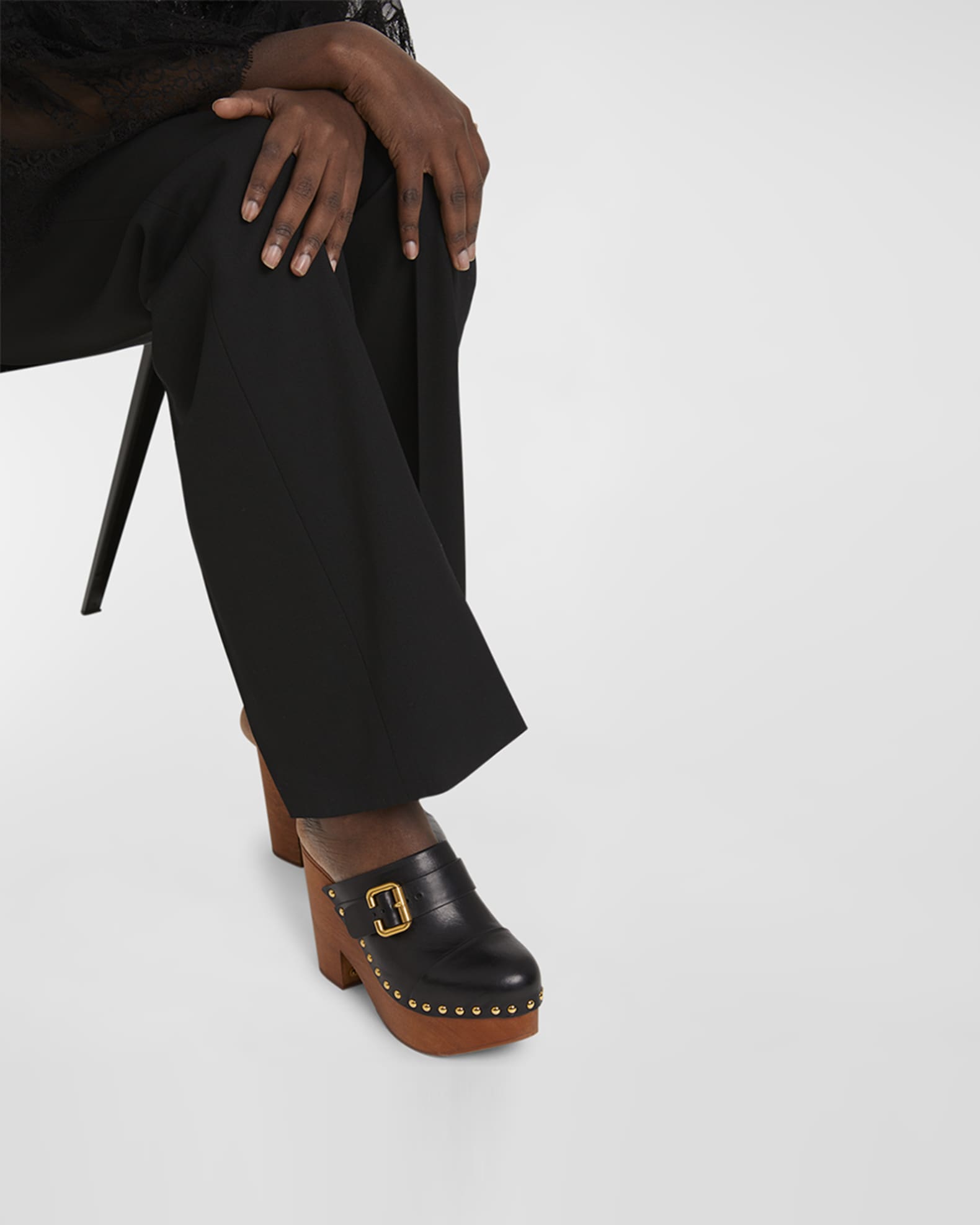 Chloe Jeannette Leather Platform Clogs | Neiman Marcus