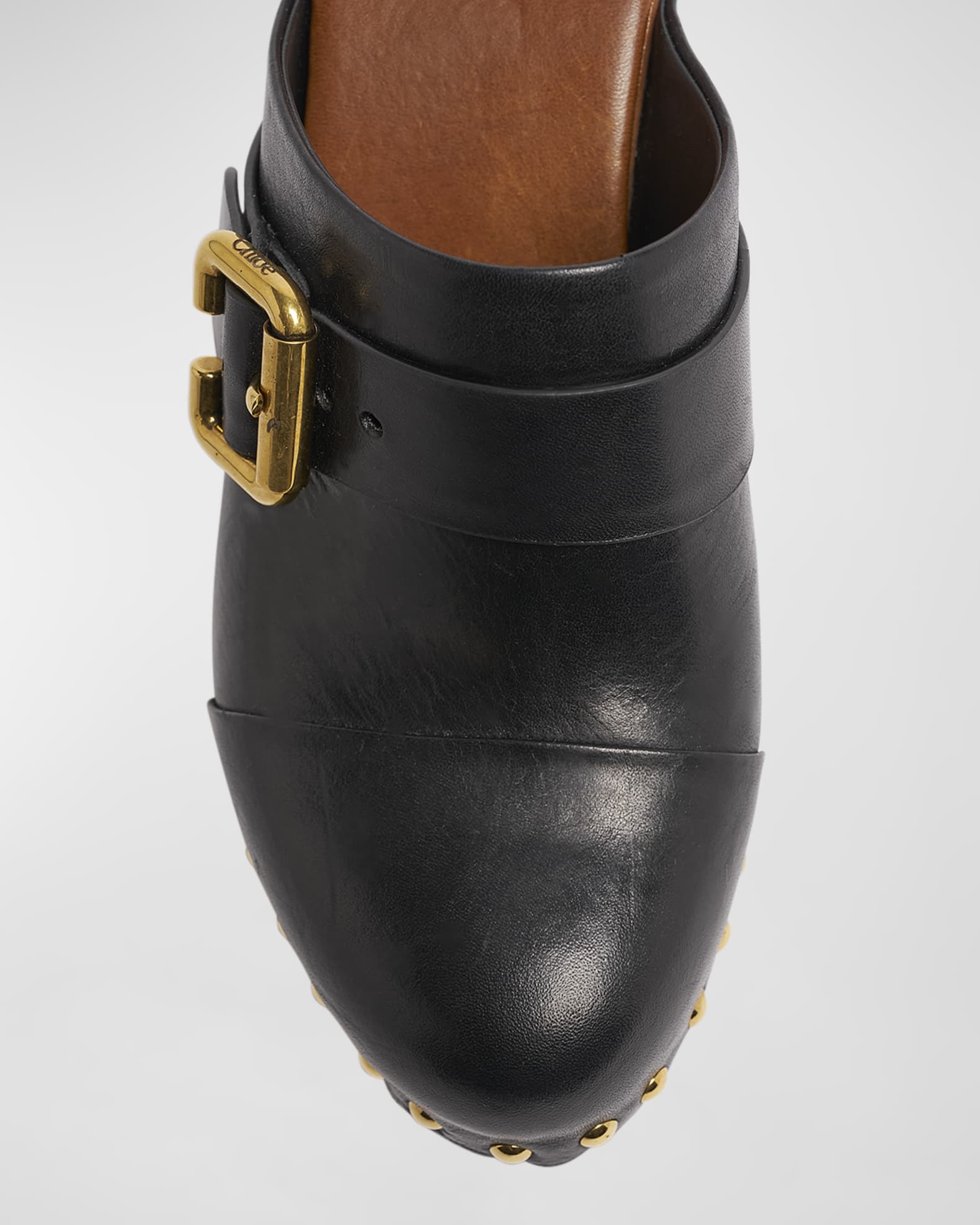 Chloe Jeannette Leather Platform Clogs | Neiman Marcus